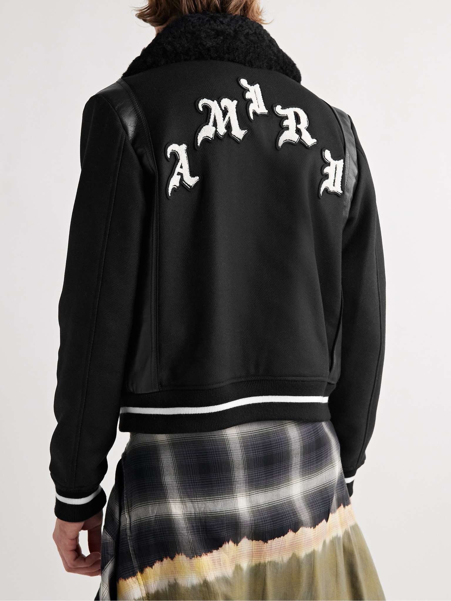AMIRI + Wes Lang Leather-Trimmed Wool-Blend Twill Varsity Jacket ...