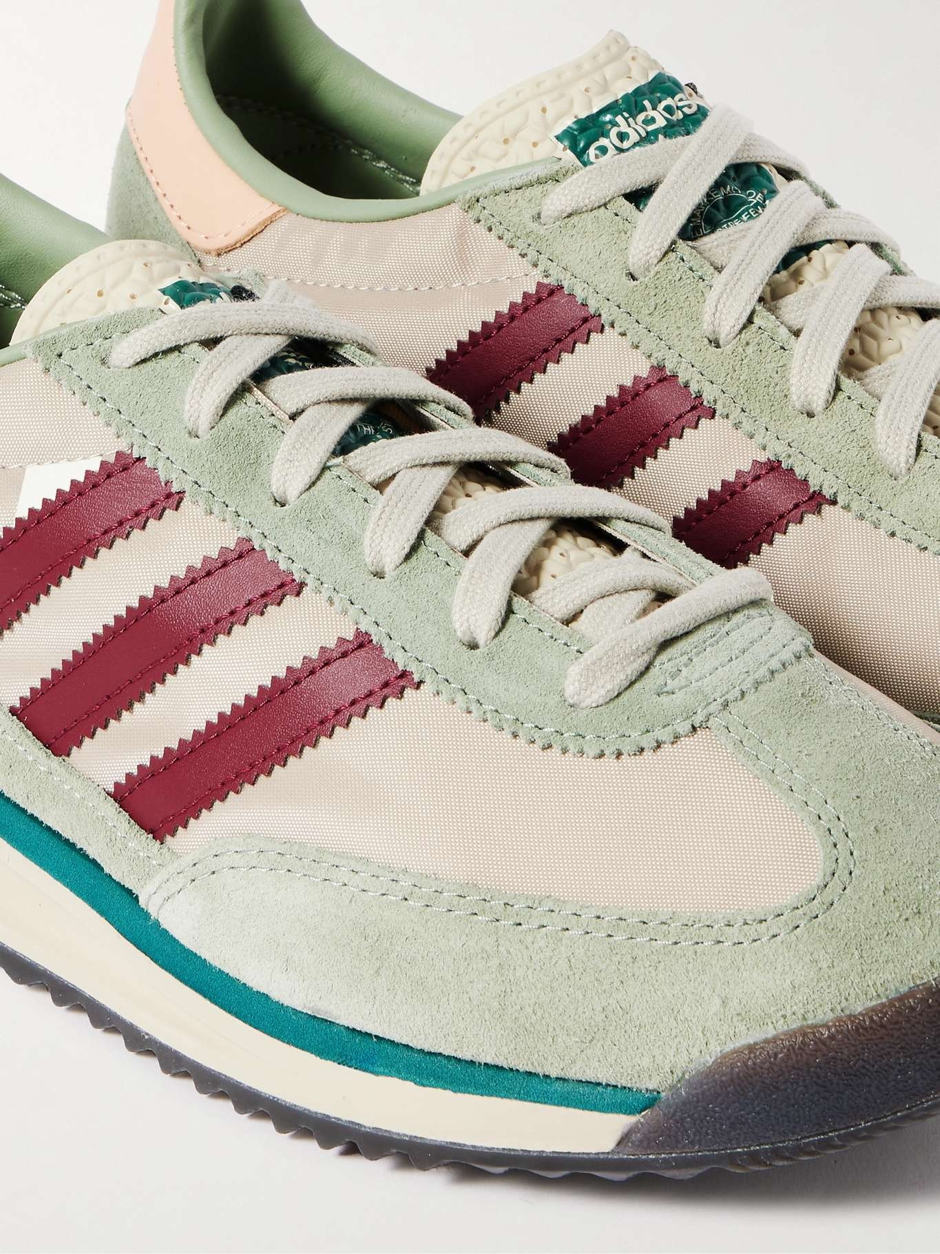 adidas Originals SL 72 RS leather and suede-trimmed mesh sneakers Green ...