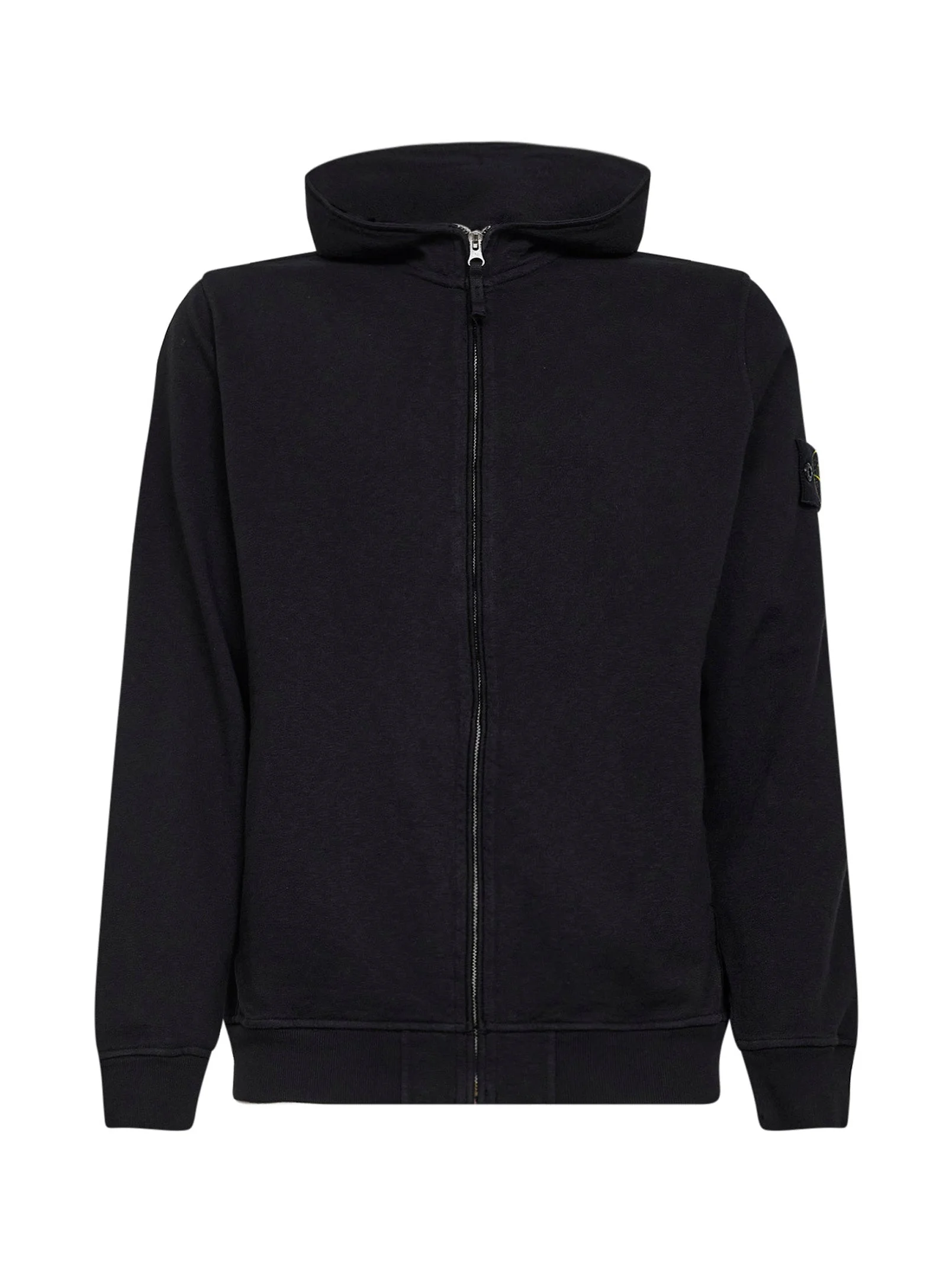 Stone Island Black malfilé cotton zip-up hoodie | REVERSIBLE