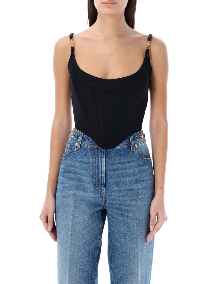 VERSACE VERSACE MEDUSA '95 SATIN CORSET TOP | baltini | REVERSIBLE