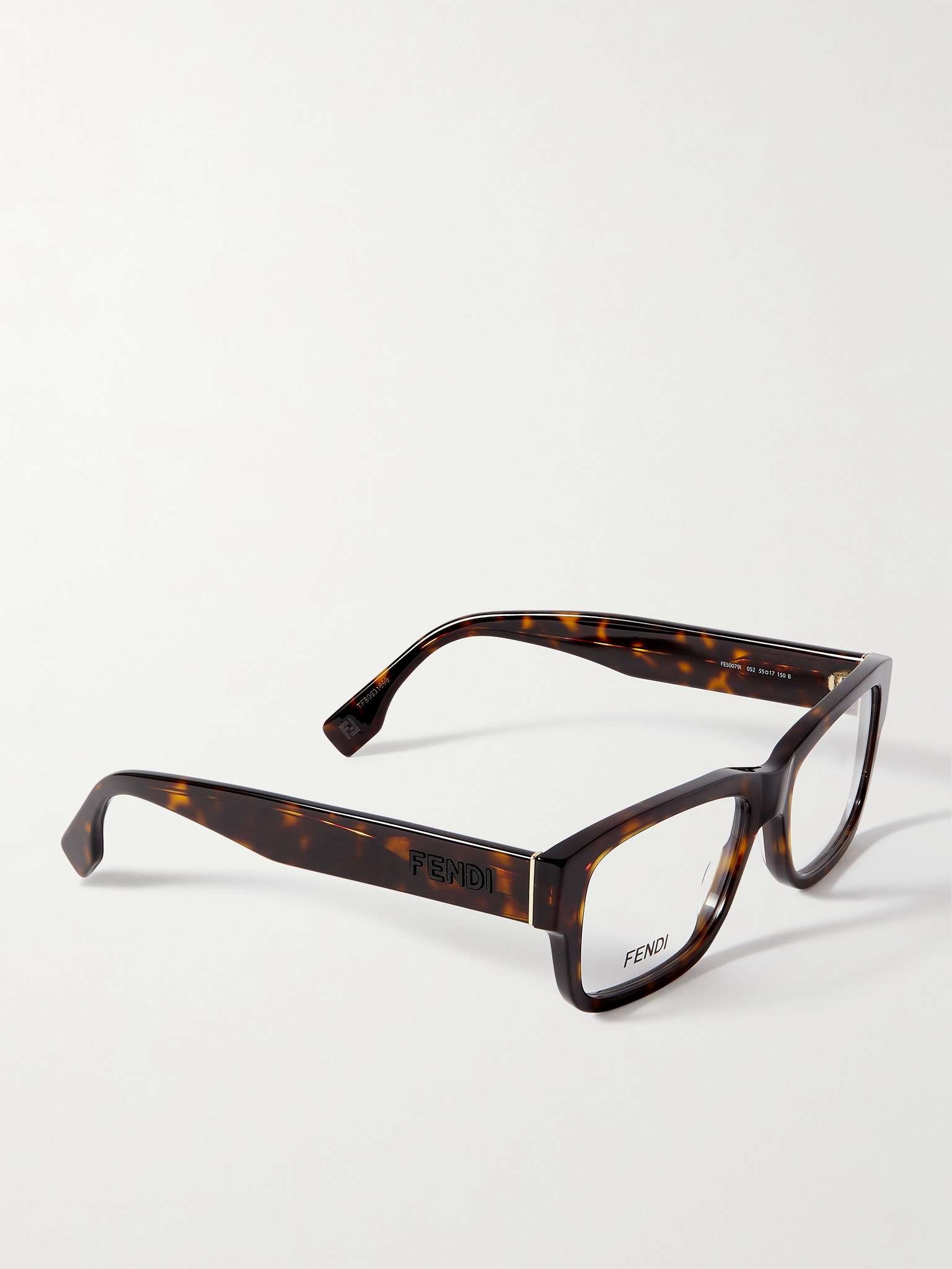 FENDI Signature Rectangular-Frame Tortoishell Acetate Optical Glasses ...