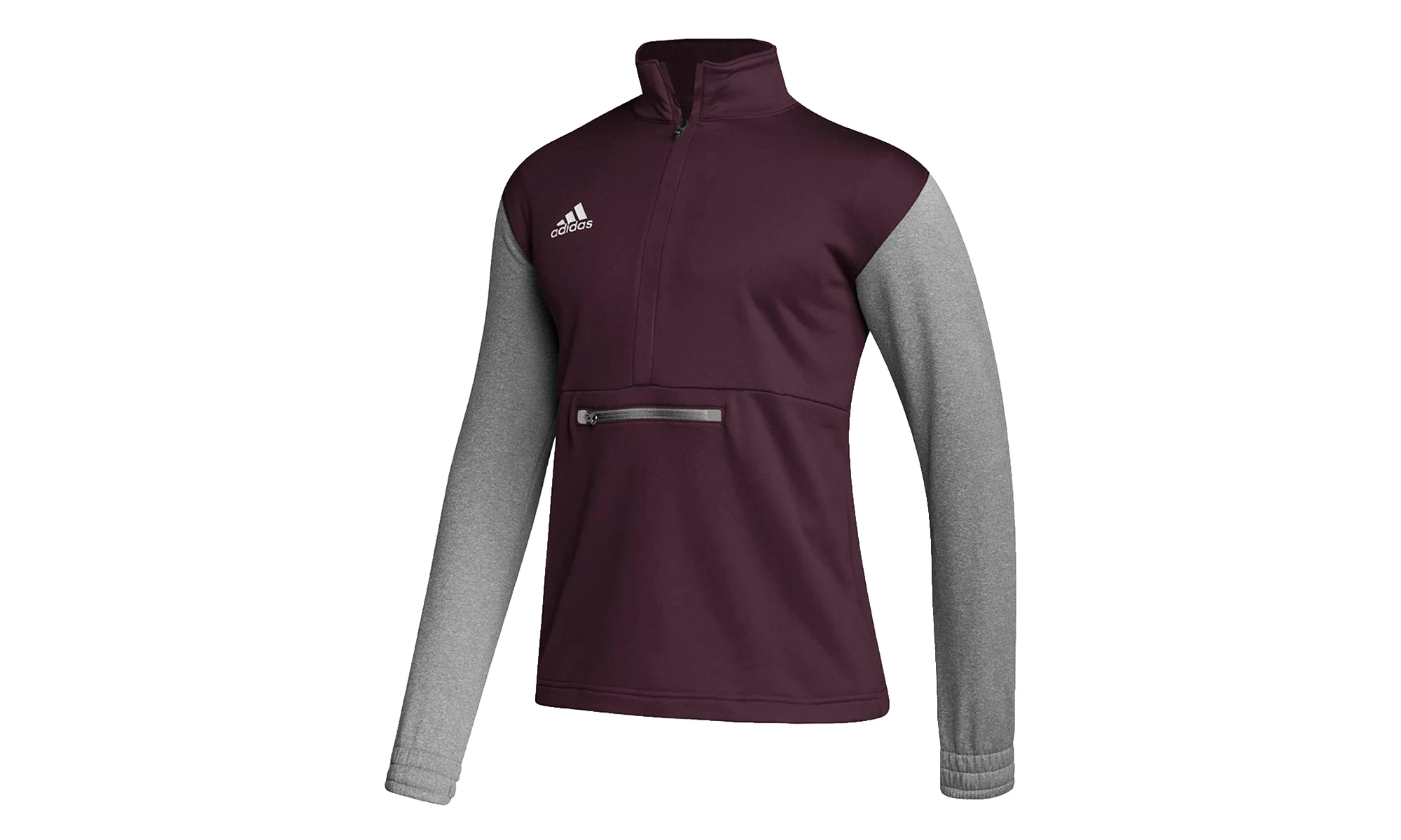 adidas Team Issue Quarter-Zip Jacket "Team Maroon / Medium Grey Heather ...