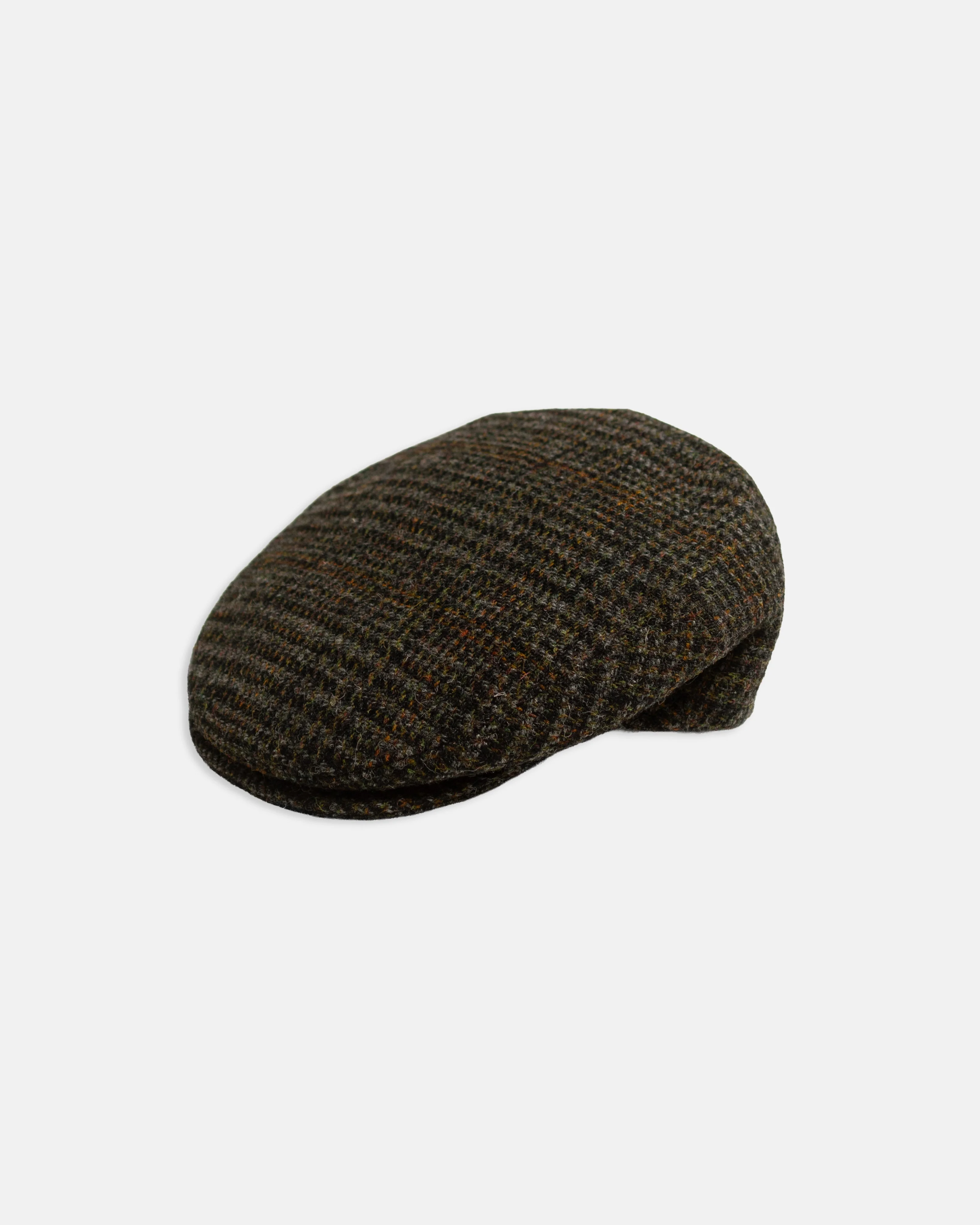 J. PRESS MADE-IN-ITALY OLIVE GLEN PLAID HARRIS TWEED IVY CAP | REVERSIBLE