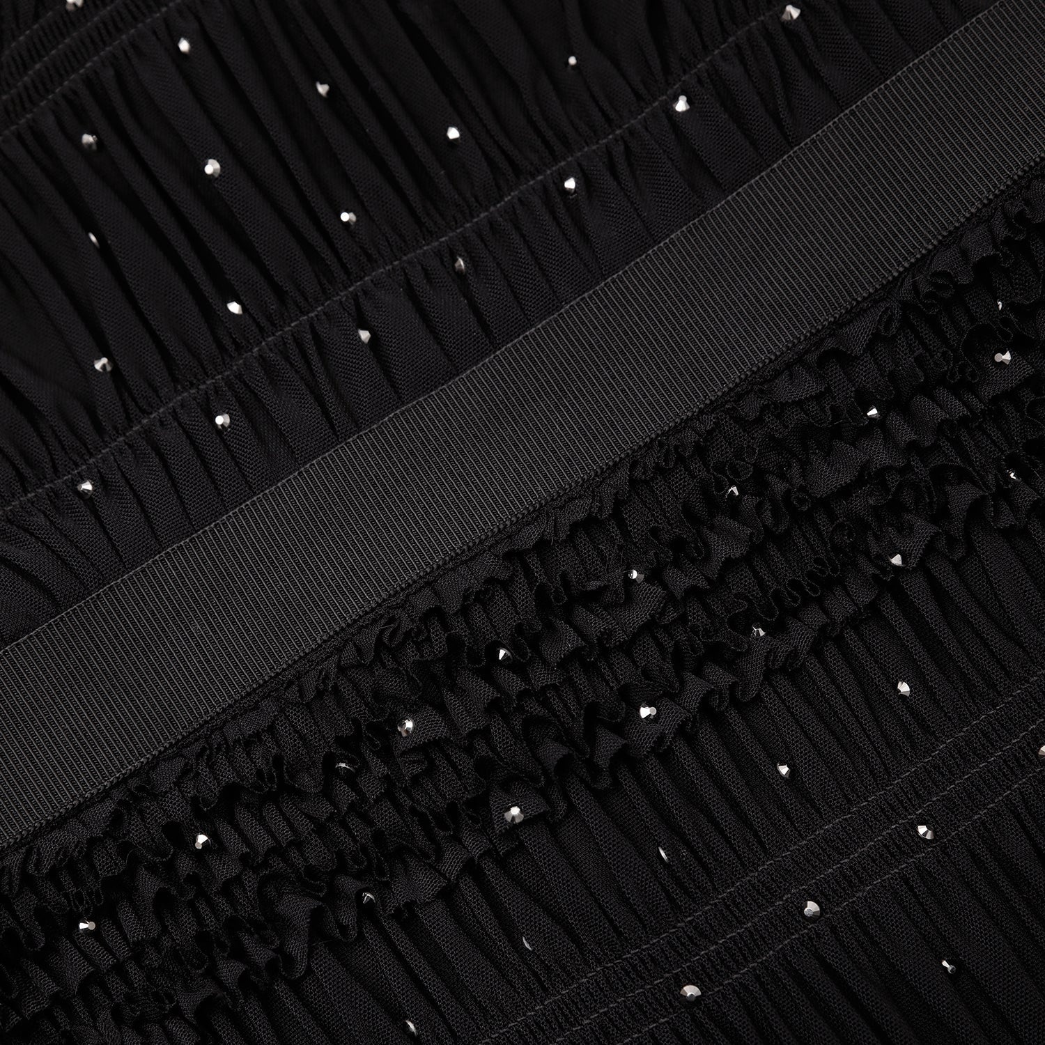 self-portrait Black Mesh Rhinestone Midi Dress | REVERSIBLE