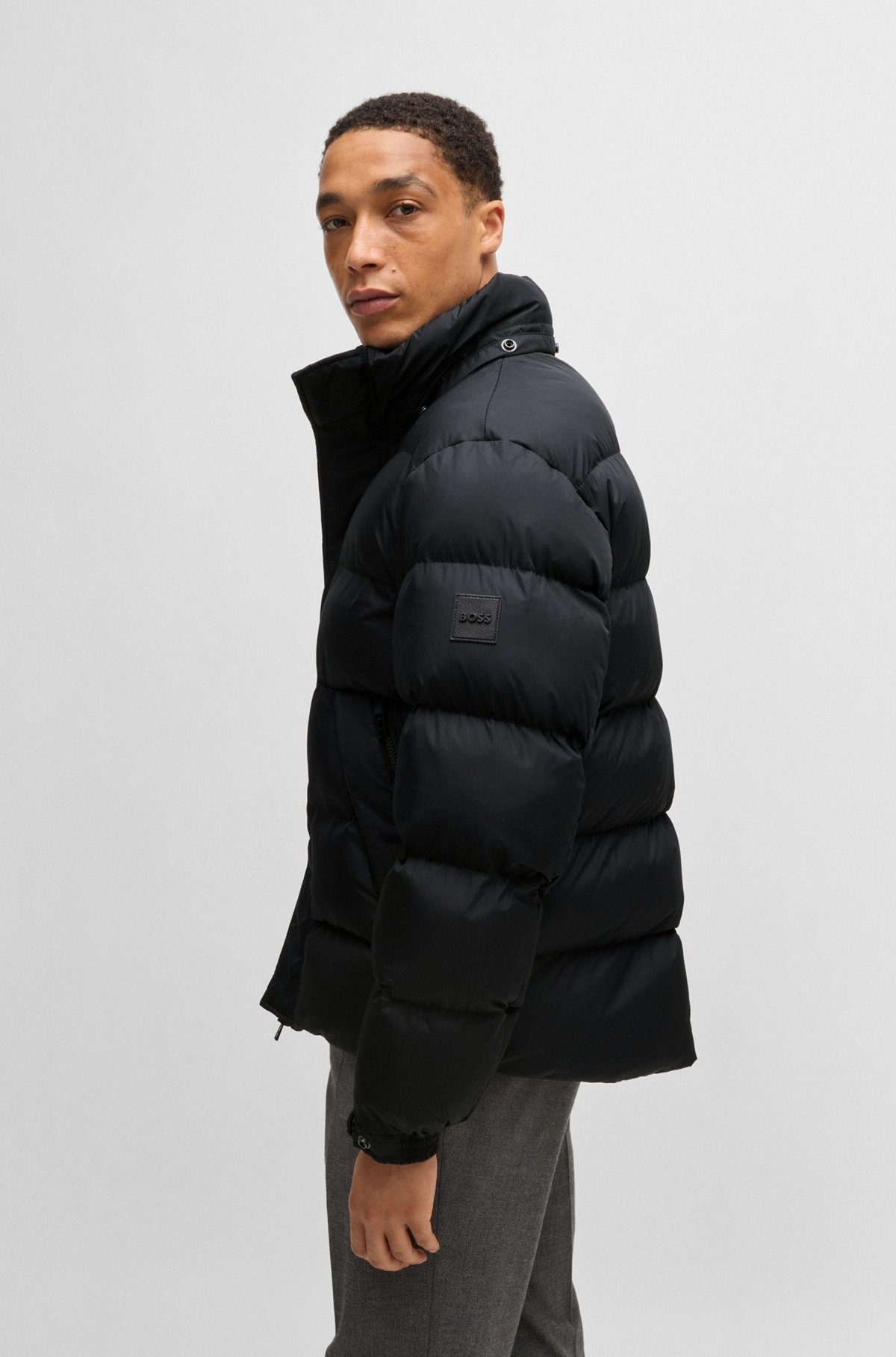BOSS WATER-REPELLENT PUFFER JACKET WITH DETACHABLE HOOD | REVERSIBLE