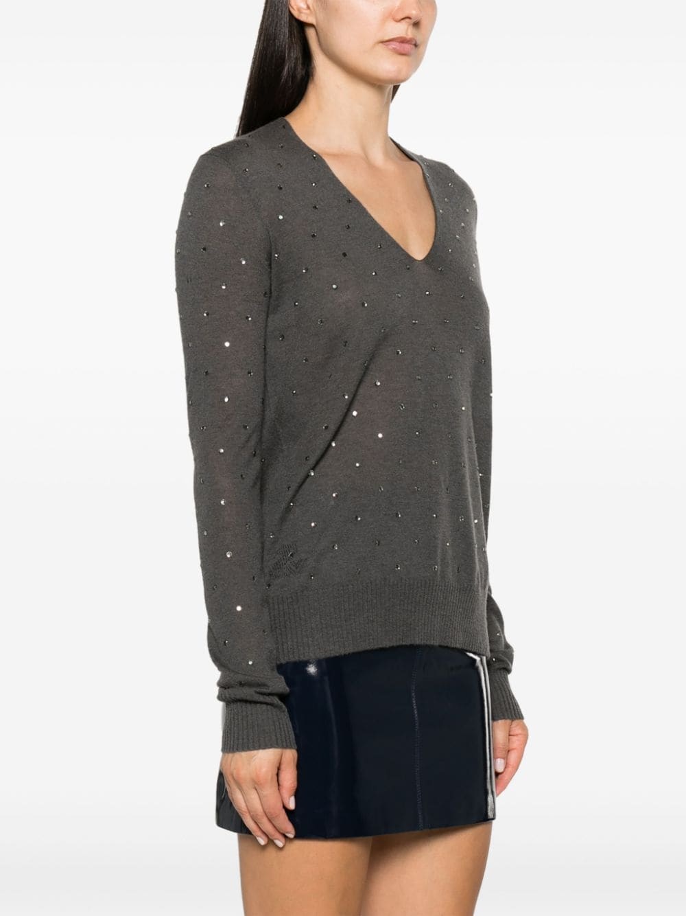 Zadig & Voltaire Elya rhinestone-embellished cashmere jumper | REVERSIBLE