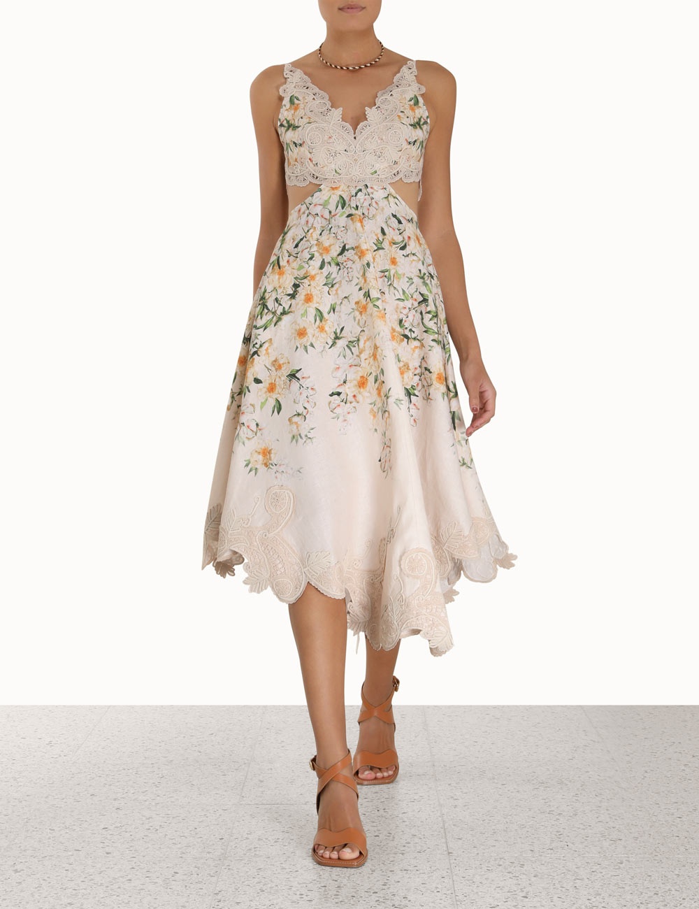 Zimmermann COASTER BATTENBURG MIDI DRESS | REVERSIBLE
