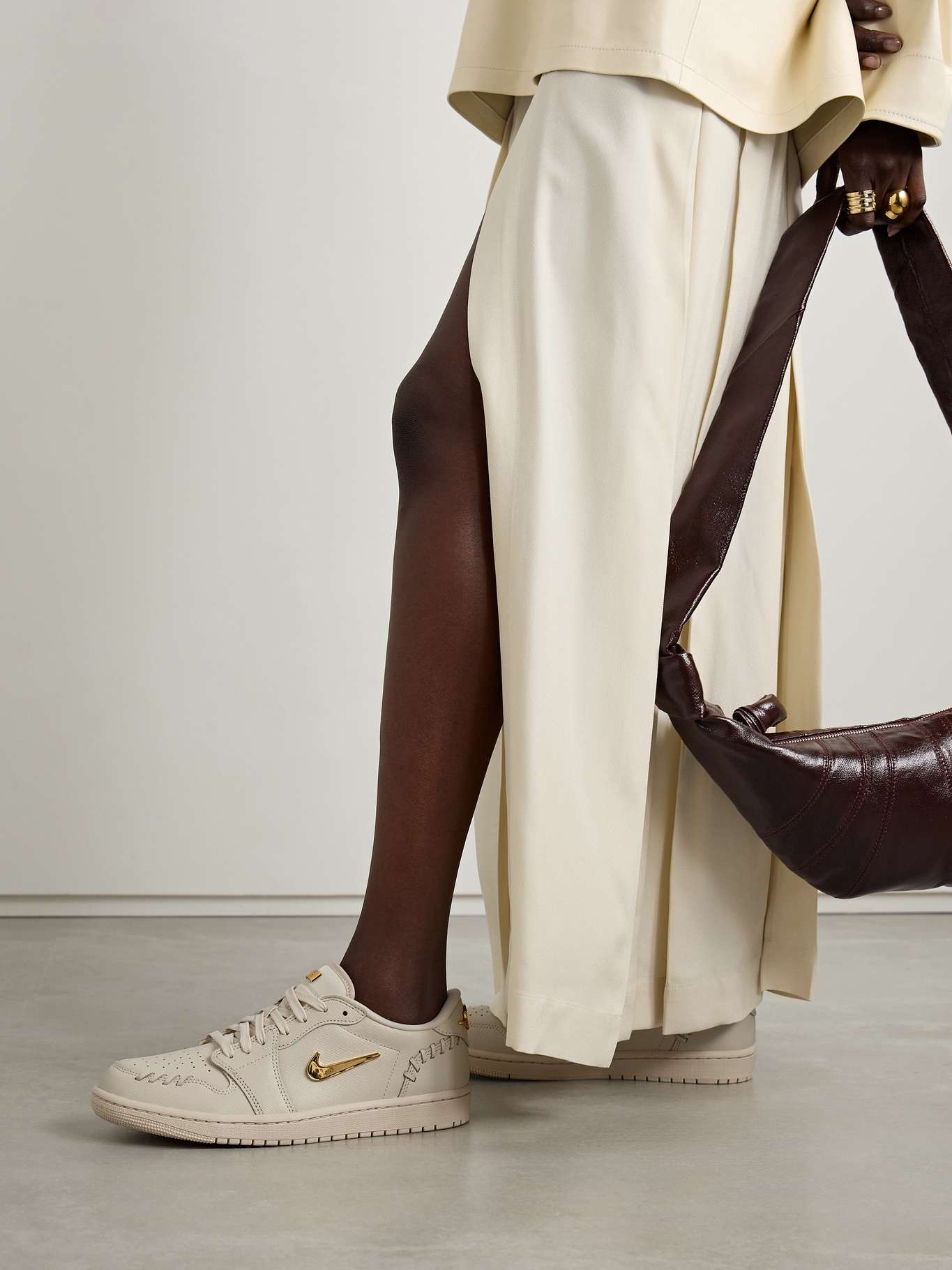 Jordan Air Jordan 1 Low embellished whipstitched textured-leather ...