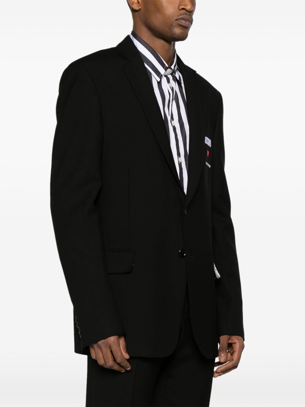 Moschino slogan-embroidered single-breasted blazer | REVERSIBLE