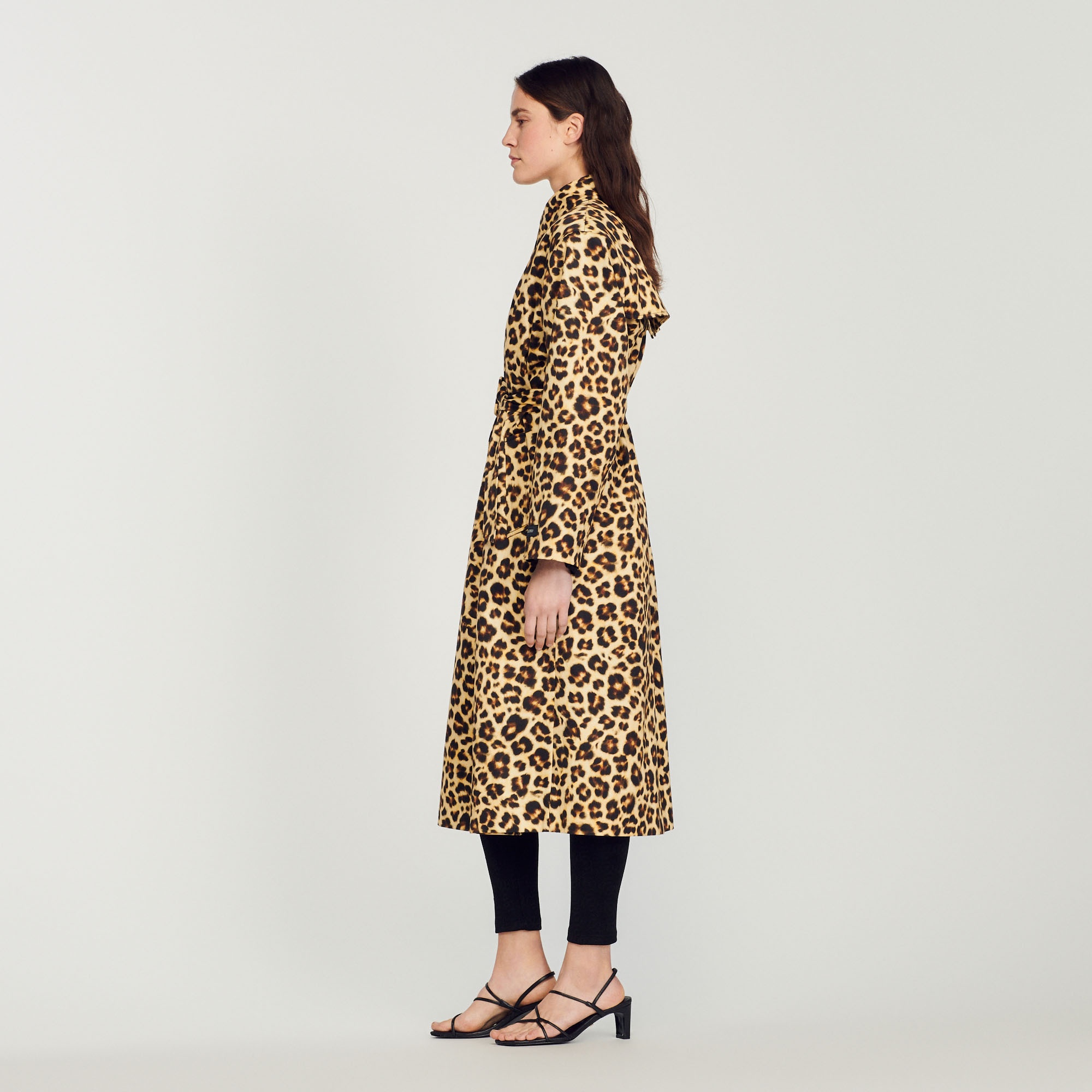 Sandro Oversized leopard-print trench coat | REVERSIBLE