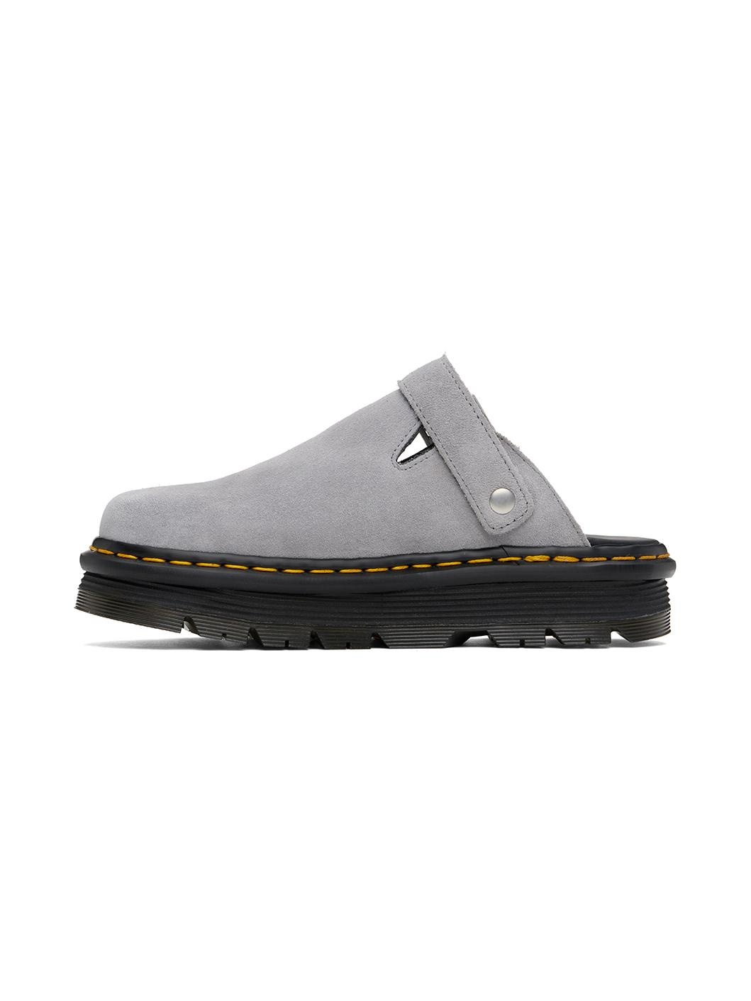 Dr. Martens Gray Zebzag Suede Slingback Platform Mules | REVERSIBLE