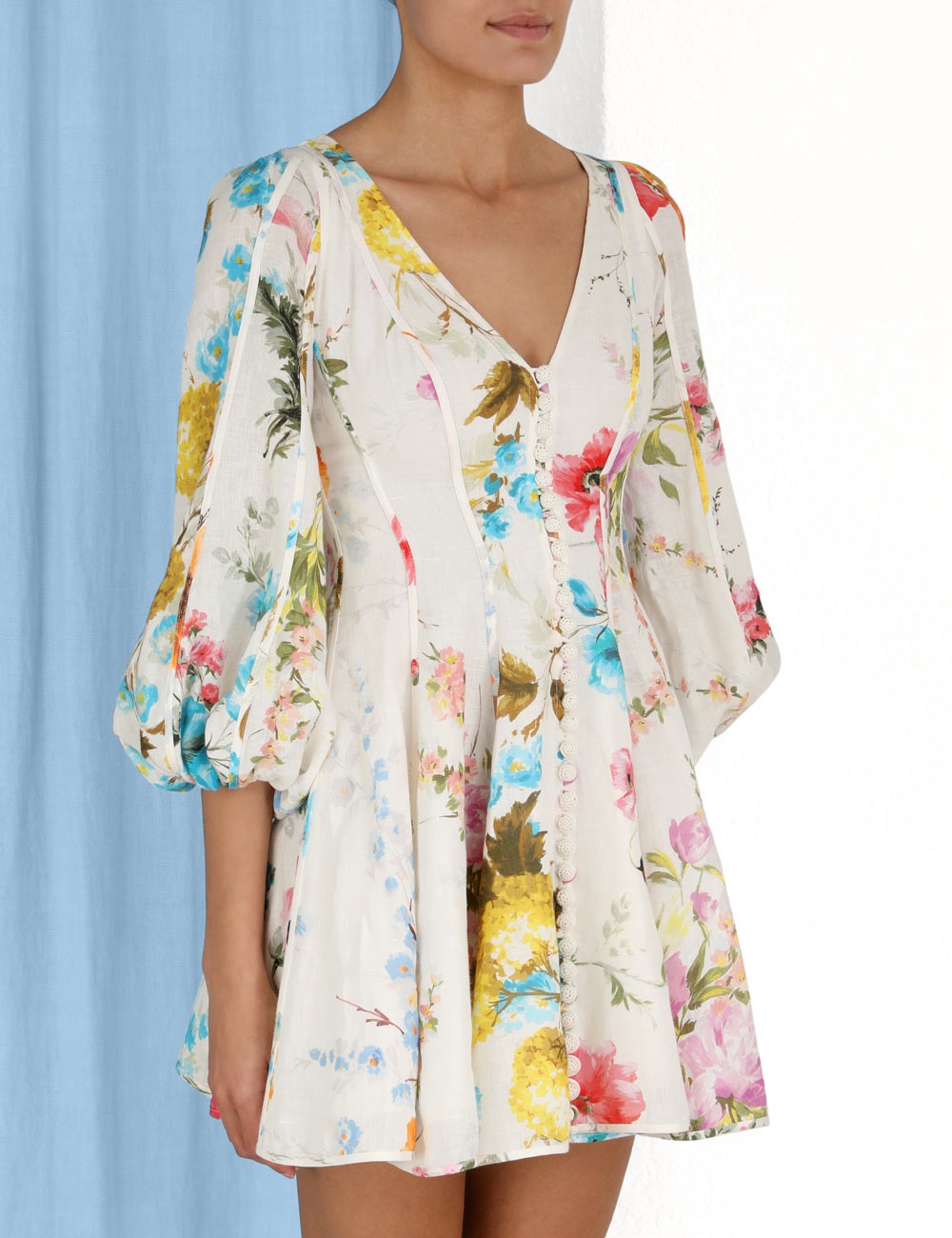 Zimmermann HALCYON PANELLED MINI DRESS | REVERSIBLE