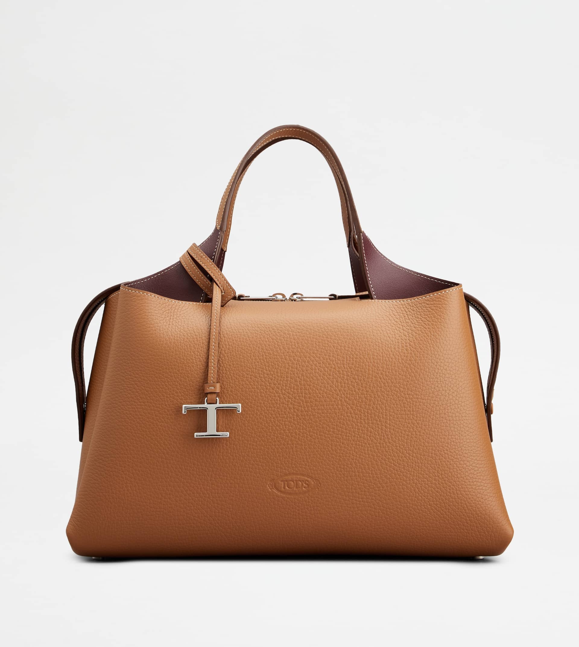 Tod's BAULETTO BAG IN LEATHER MEDIUM - BROWN, BURGUNDY | tods | REVERSIBLE