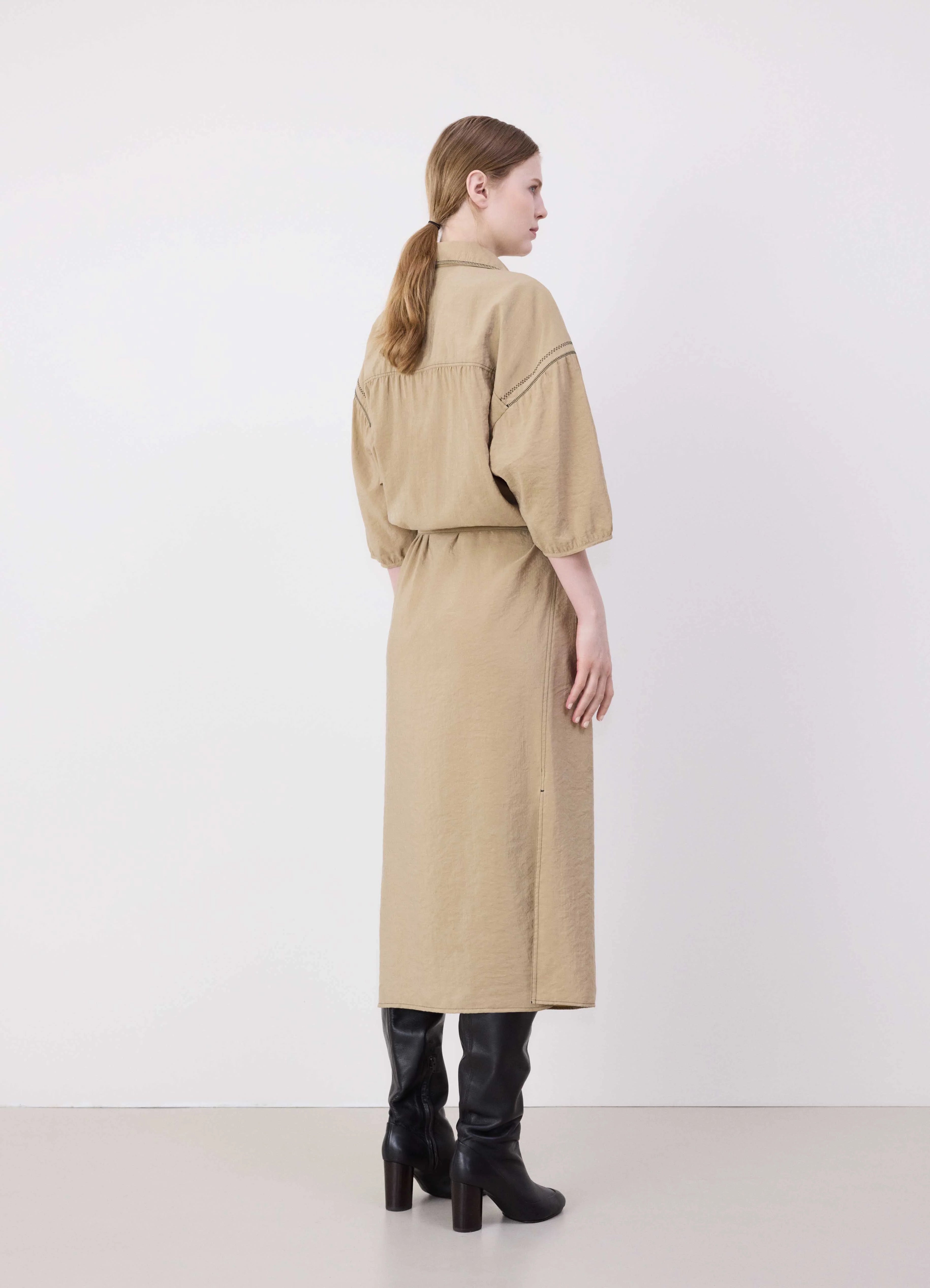 Lemaire EMBROIDERED ASYMMETRICAL SHIRT DRESS | REVERSIBLE Lemaire EMBROIDERED ASYMMETRICAL SHIRT DRESS | REVERSIBLE