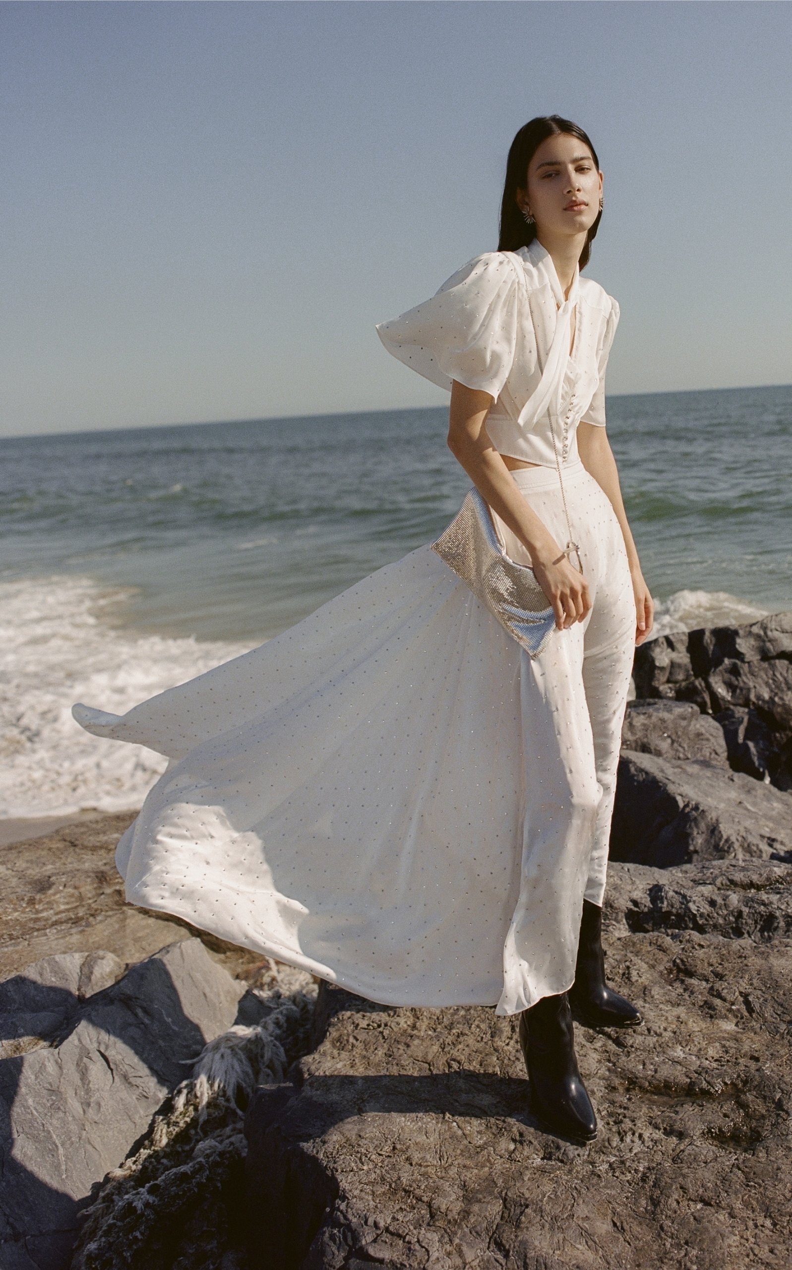 Paco Rabanne Exclusive Crystal-Embellished Satin Top white | REVERSIBLE