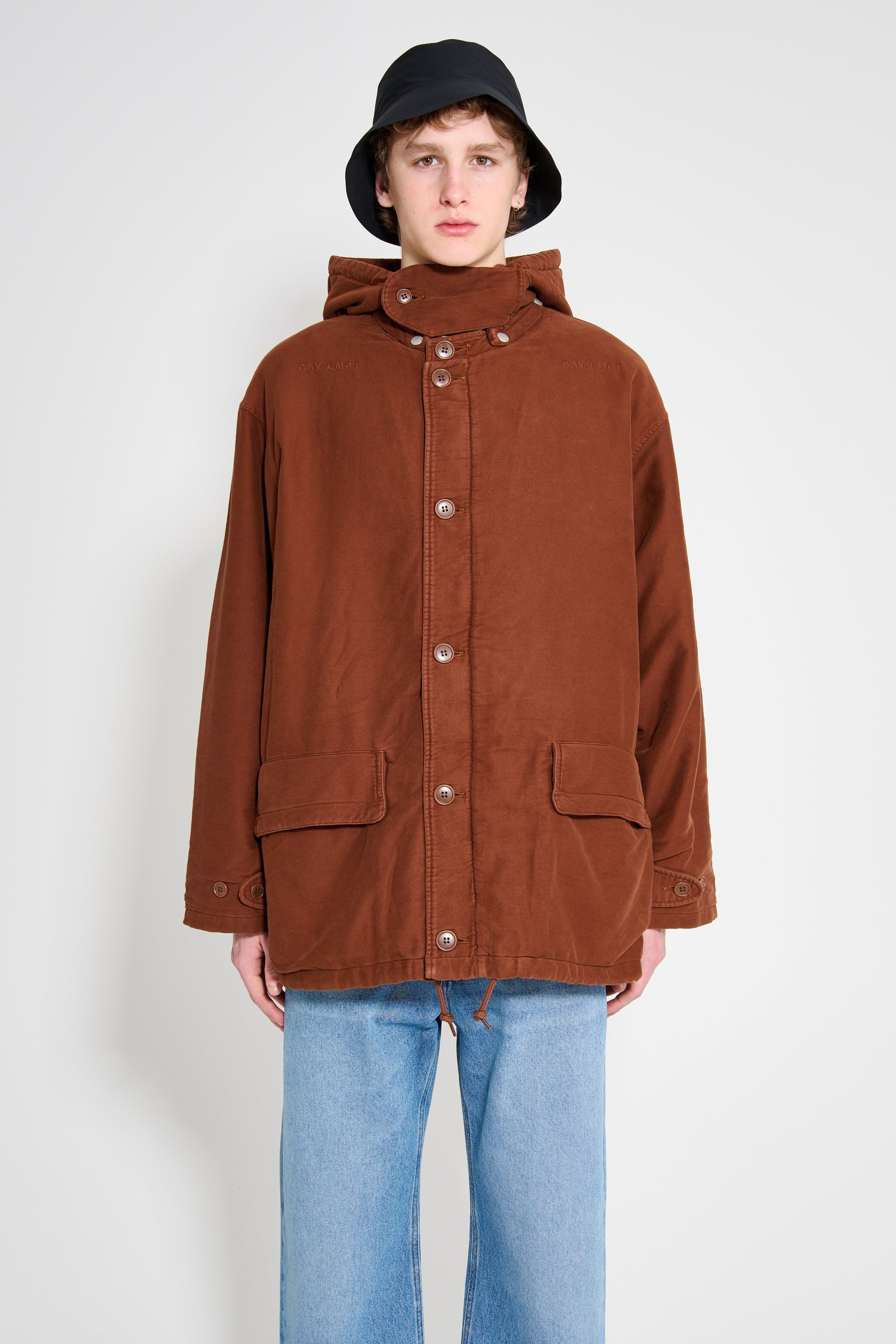 Cav Empt CAV EMPT COTTON DETACHED HOOD JACKET BROWN | REVERSIBLE