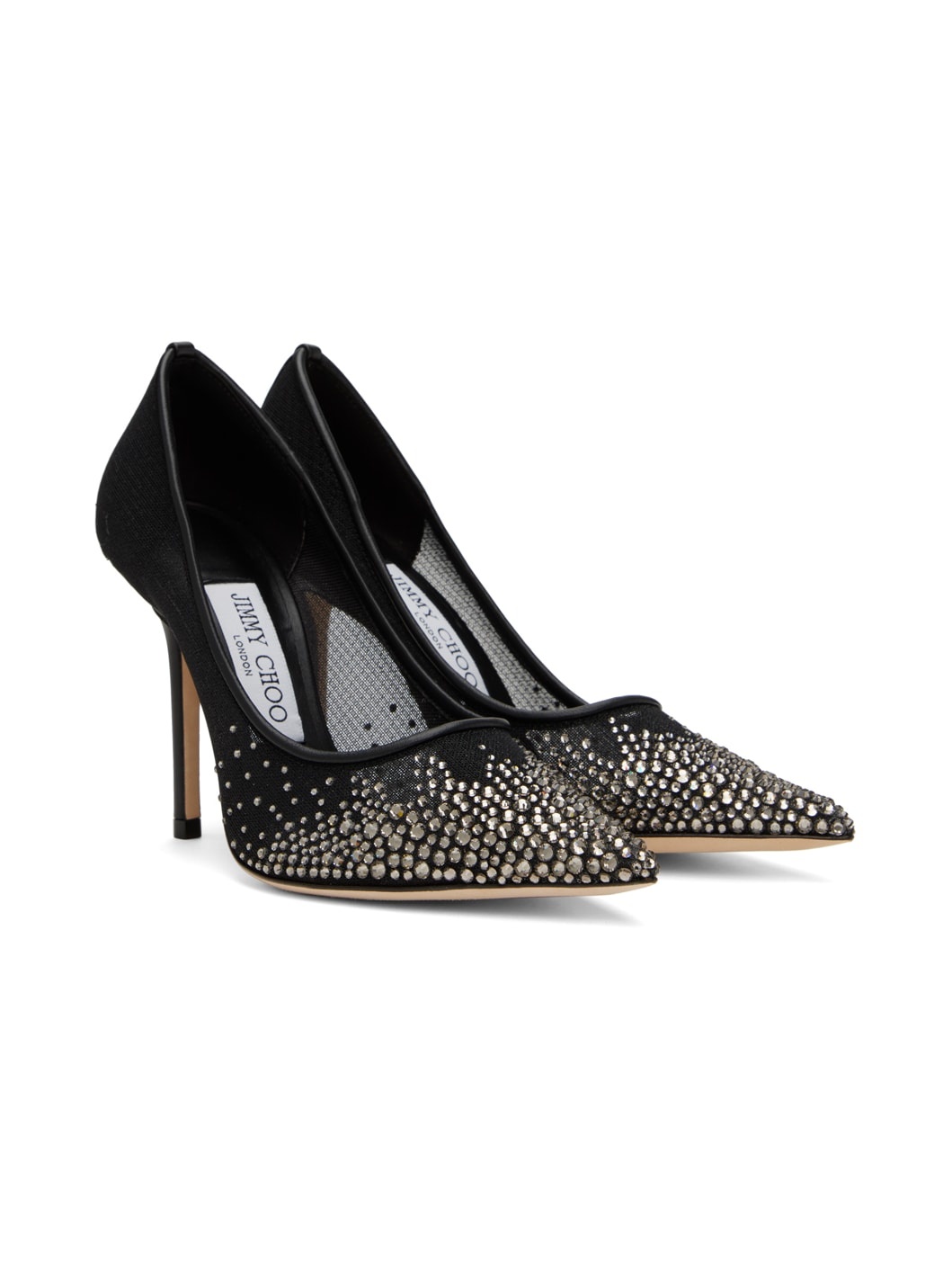 JIMMY CHOO Black Crystal Love 100 Heels | REVERSIBLE