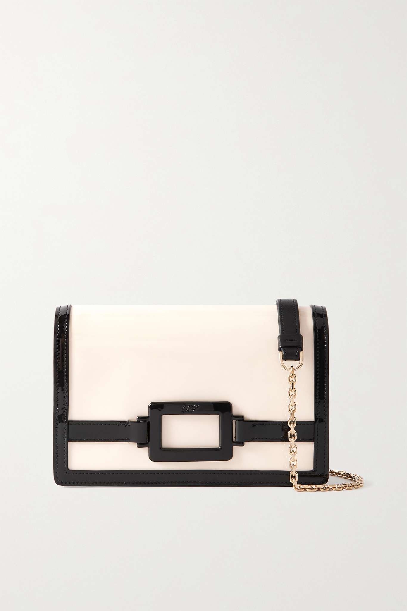 Roger Vivier Belle Vivier Voyage Two Tone Patent Leather Shoulder Bag