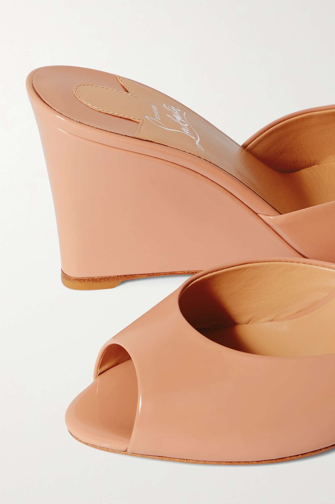 Christian Louboutin Me Dolly Zeppa 85 patent-leather wedge mules ...