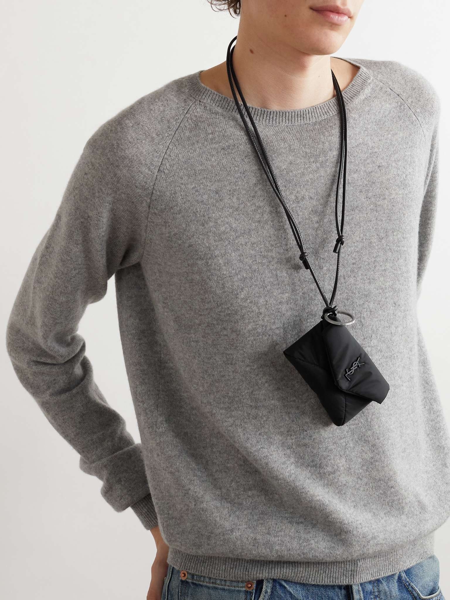 SAINT LAURENT Cassandre Logo-Appliquéd Leather-Trimmed Quilted Padded ...