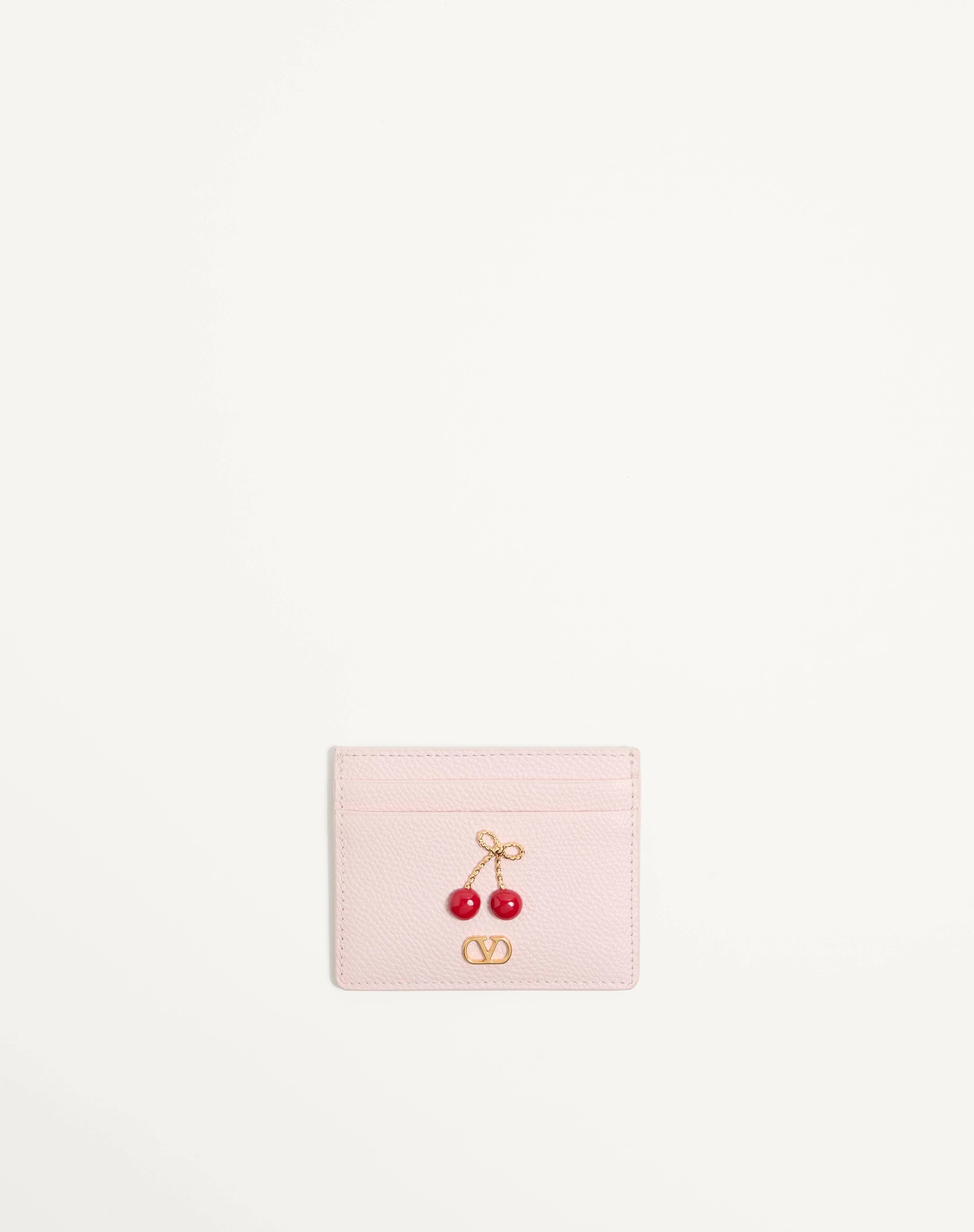 Valentino CHERRYFIC CARDHOLDER IN GRAINY CALFSKIN | REVERSIBLE