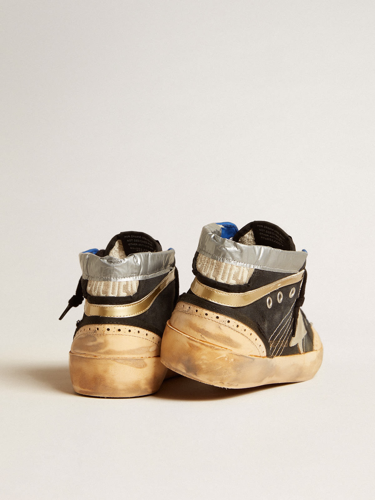 Golden Goose Men’s Mid Star LAB in black canvas with ice-gray suede ...