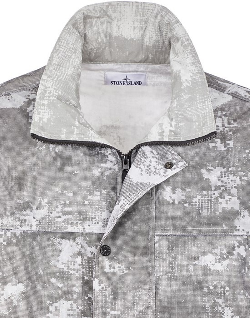 Stone Island 71199 DISSOLVING GRID CAMO MESH ON REFLECTIVE ECONYL ...