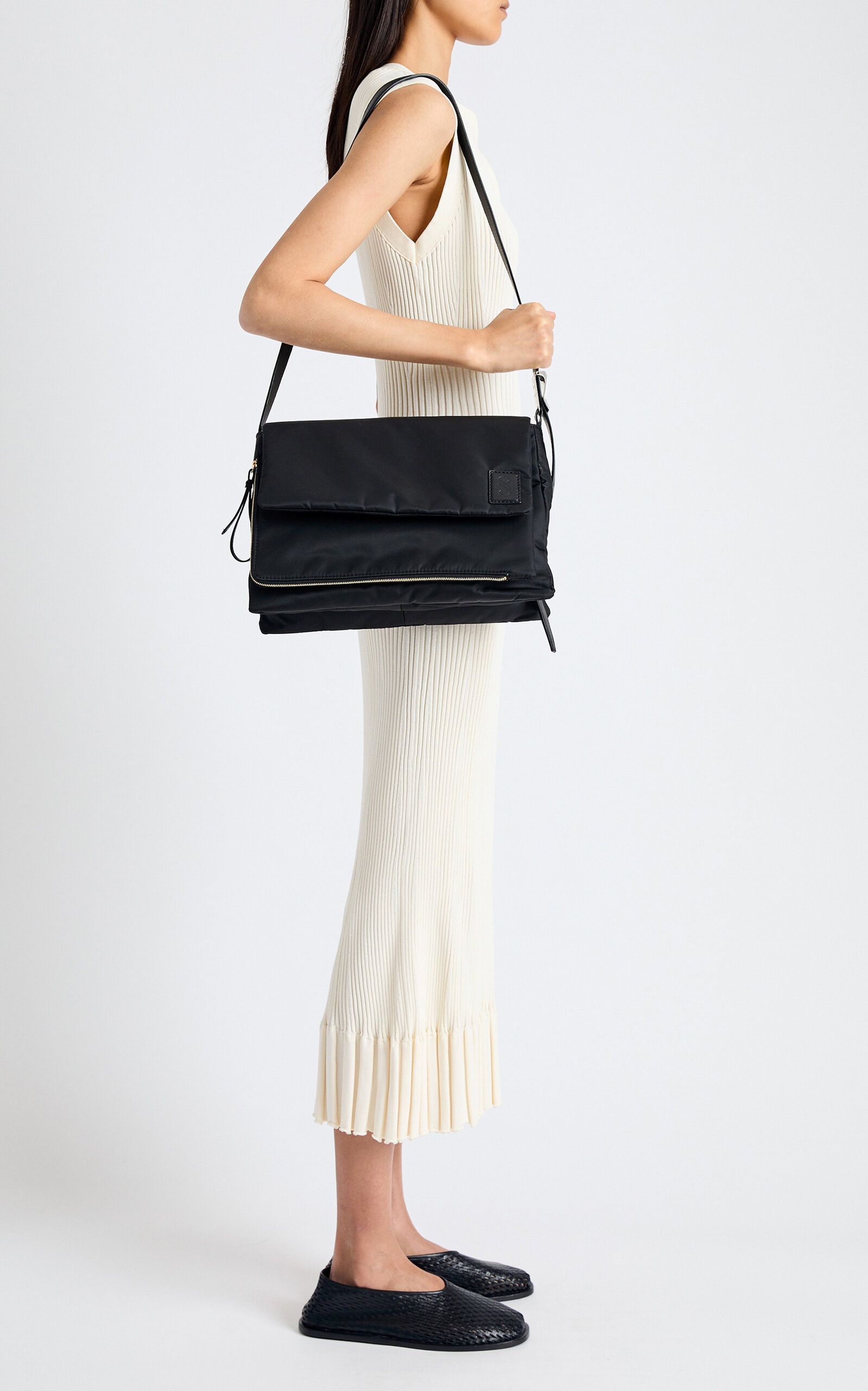 Proenza Schouler City Puffy Nylon Messenger Bag black | REVERSIBLE