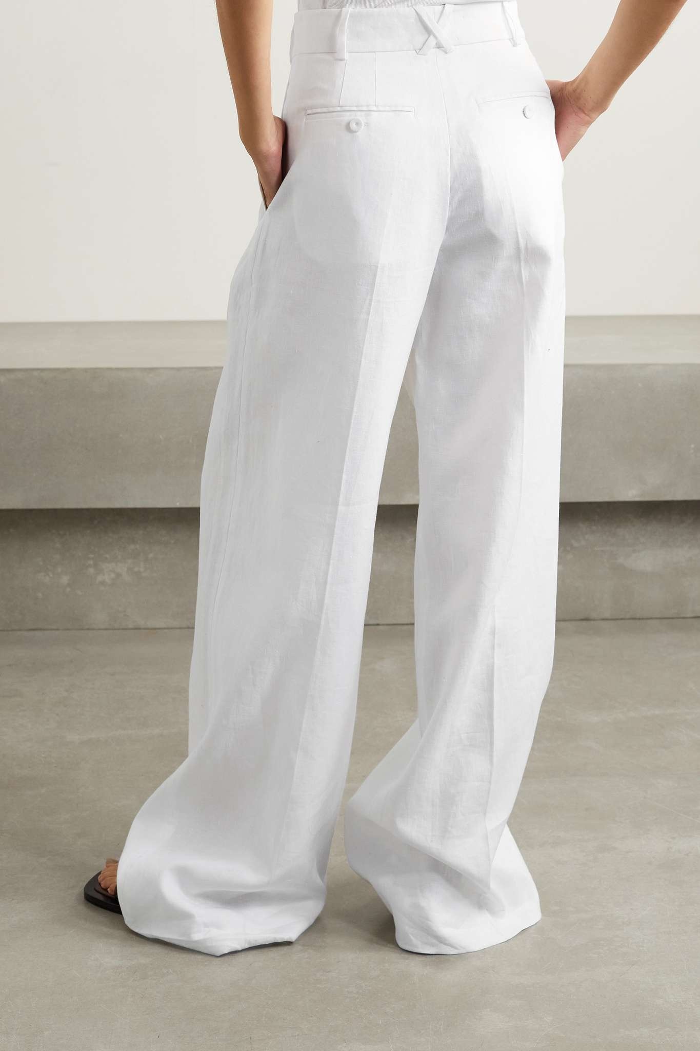 Another Tomorrow Pleated linen wide-leg pants | REVERSIBLE