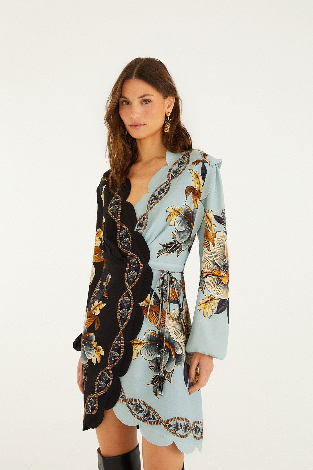 FARM RIO Mixed Snake Garden Wrap Wavy Mini Dress | REVERSIBLE