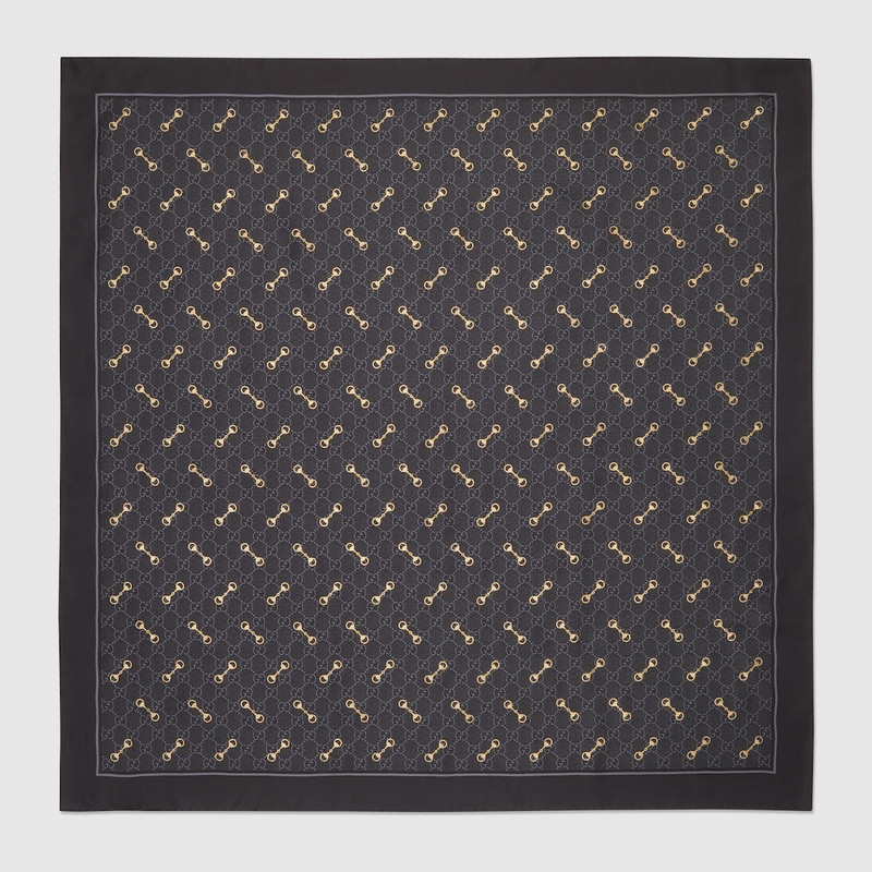 GUCCI GG print with Horsebit silk carré | REVERSIBLE