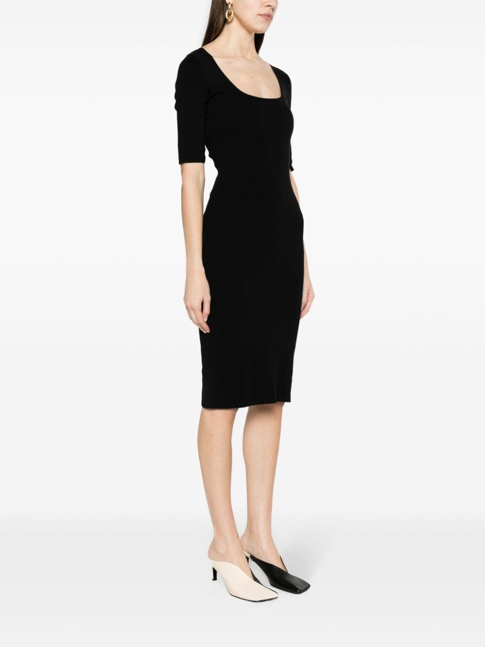 Moschino square-neck ribbed midi dress | REVERSIBLE