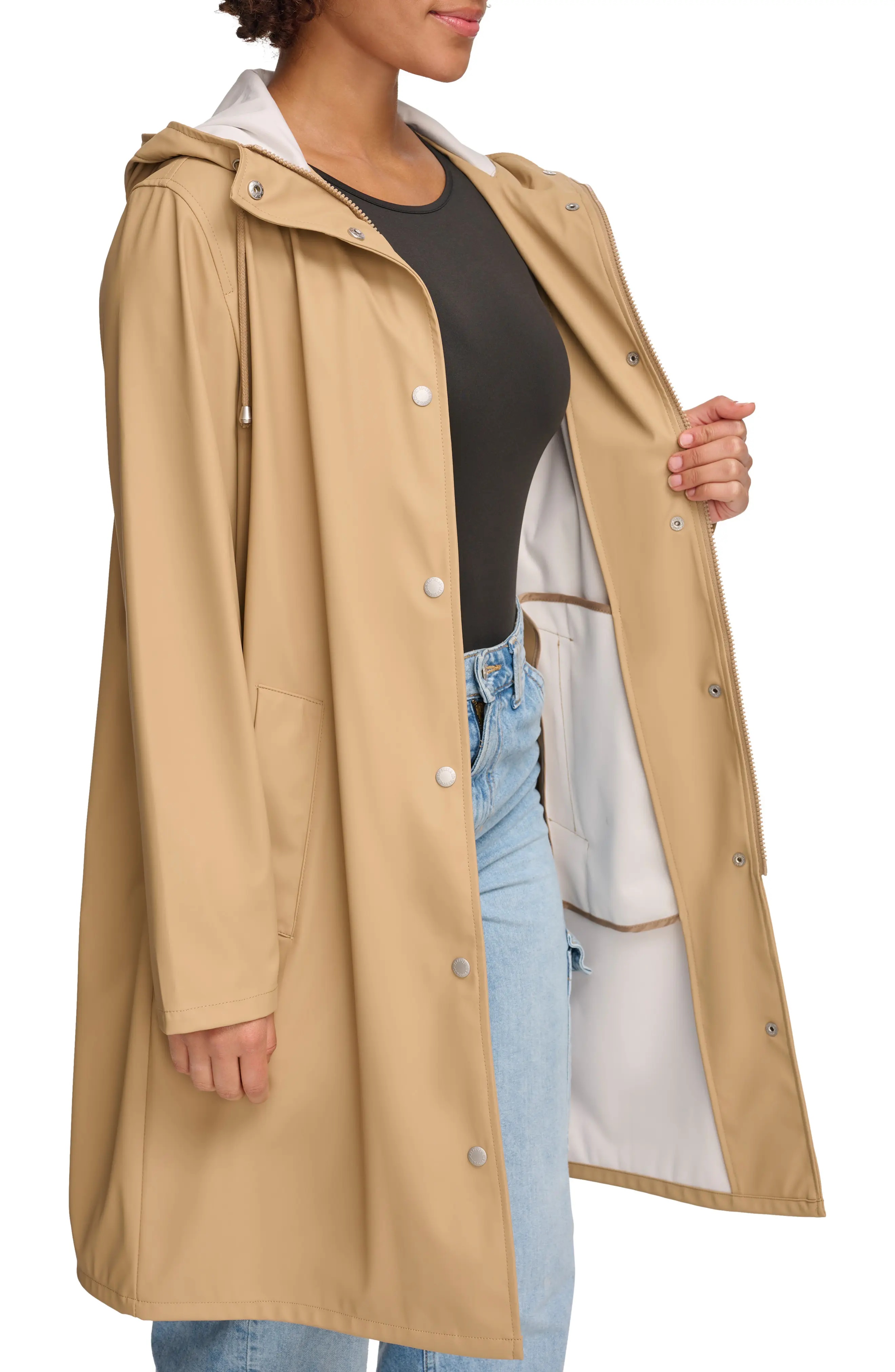 Levi's Water Resistant Hooded Long Rain Jacket | REVERSIBLE