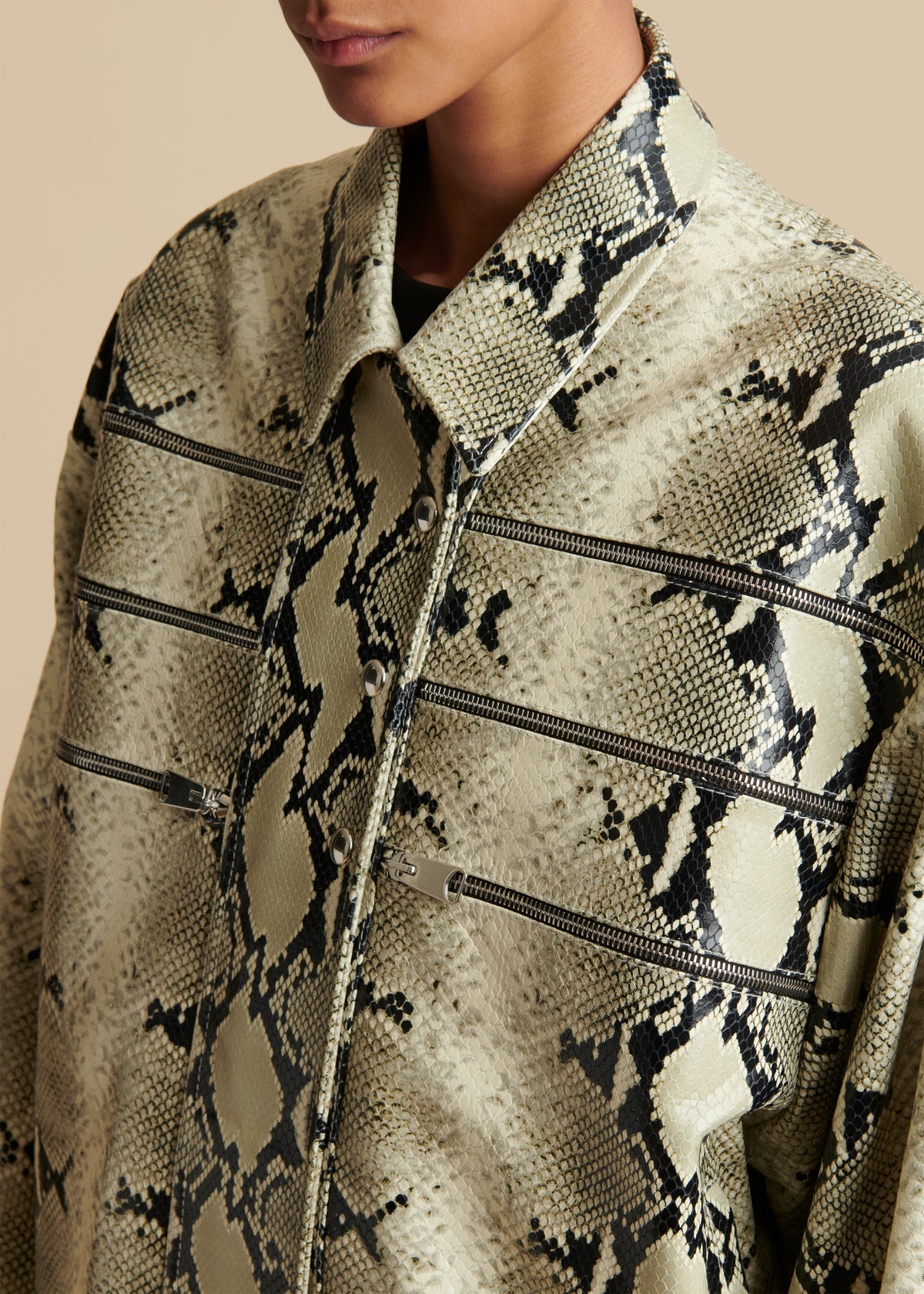 KHAITE The Tania Jacket in Python-Embossed Leather | REVERSIBLE