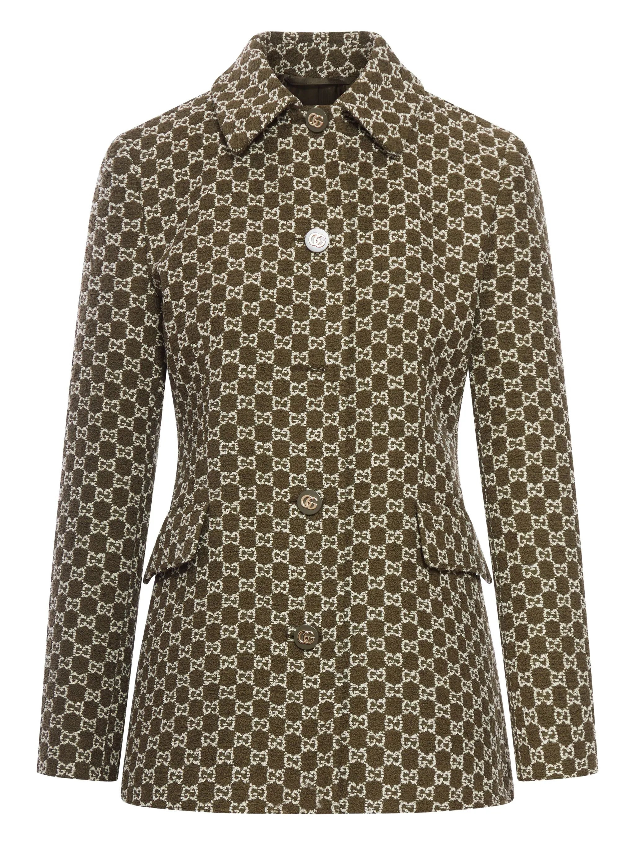 GUCCI Gucci Single-breasted Collared Tweed Jacket | REVERSIBLE
