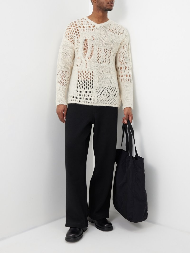 Our Legacy V-neck crochet-knit alpaca-blend sweater Our Legacy V-neck crochet-knit alpaca-blend sweater