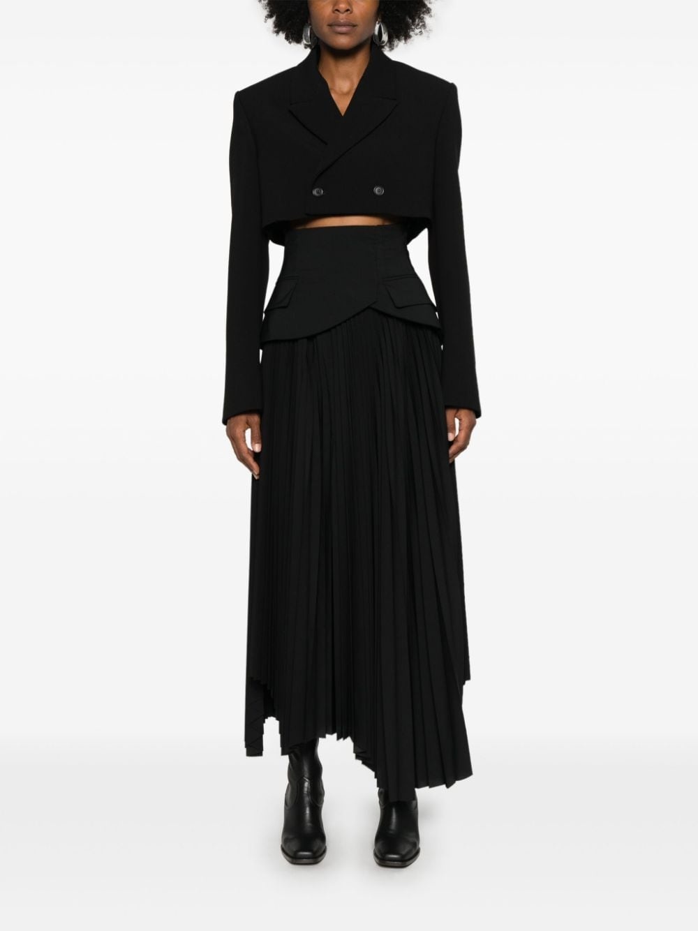 A.W.A.K.E. MODE pleated asymmetric maxi skirt | REVERSIBLE