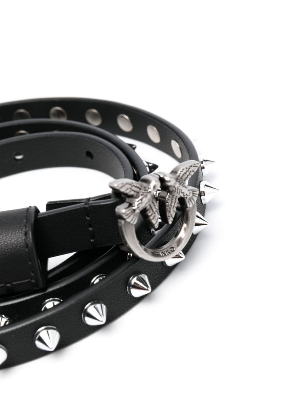 PINKO spiked-stud pebbled leather belt | REVERSIBLE