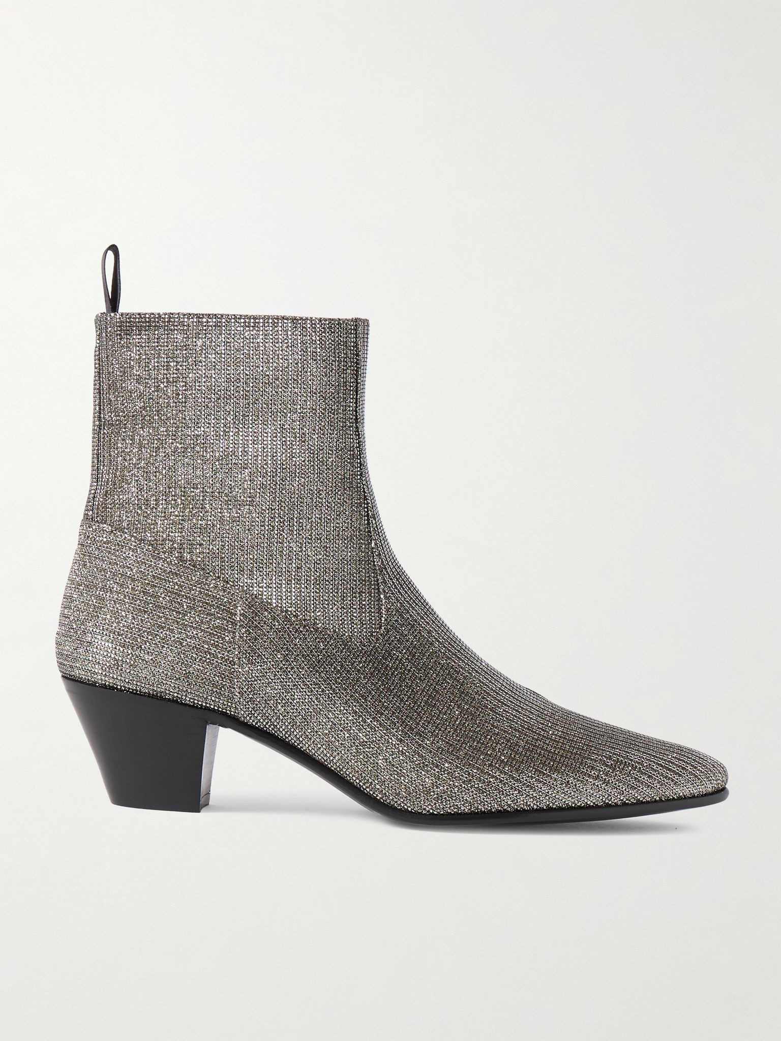 CELINE Metallic Ribbed-Knit Chelsea Boots Silver | REVERSIBLE