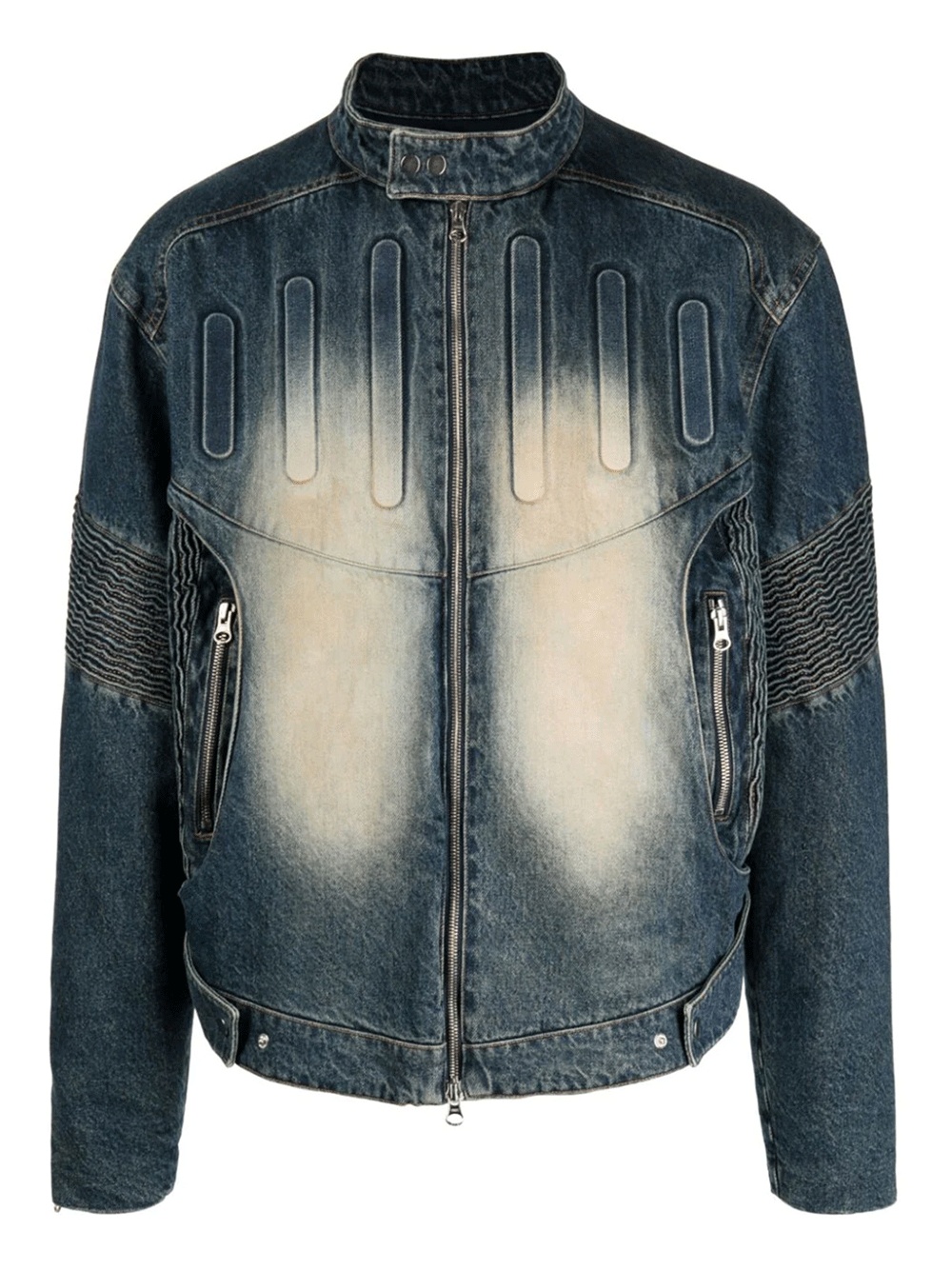 JUNTAE KIM Embossed Denim Biker Jacket | REVERSIBLE