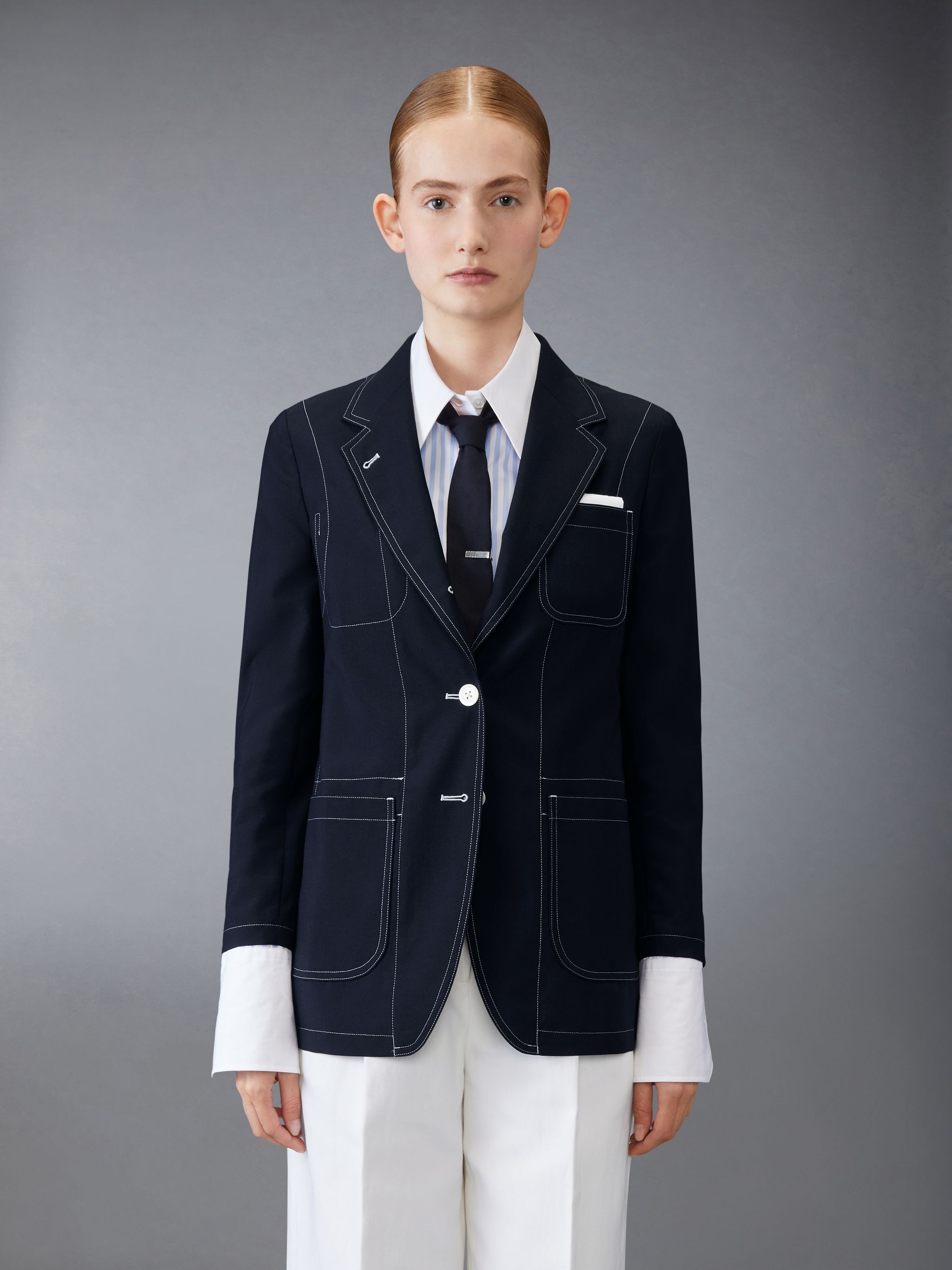 Thom Browne School Uniform Patch Pocket Jacket | REVERSIBLE