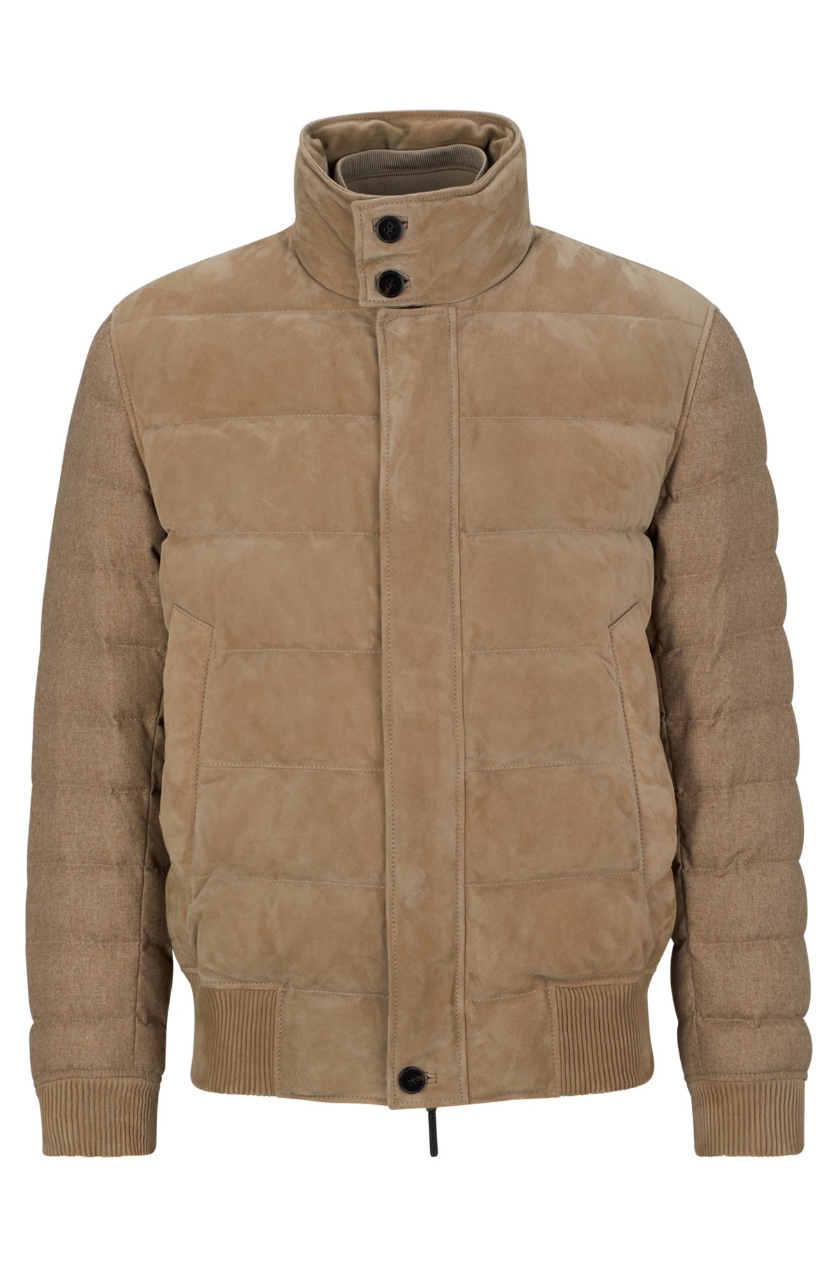 BOSS MIXED-MATERIAL JACKET WITH NUBUCK LEATHER | REVERSIBLE