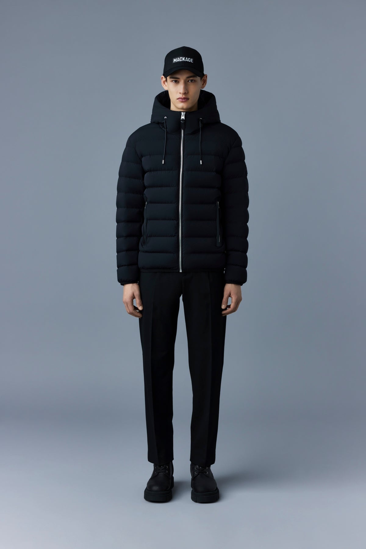 MACKAGE JACK Agile-360 stretch light down jacket with hood | REVERSIBLE