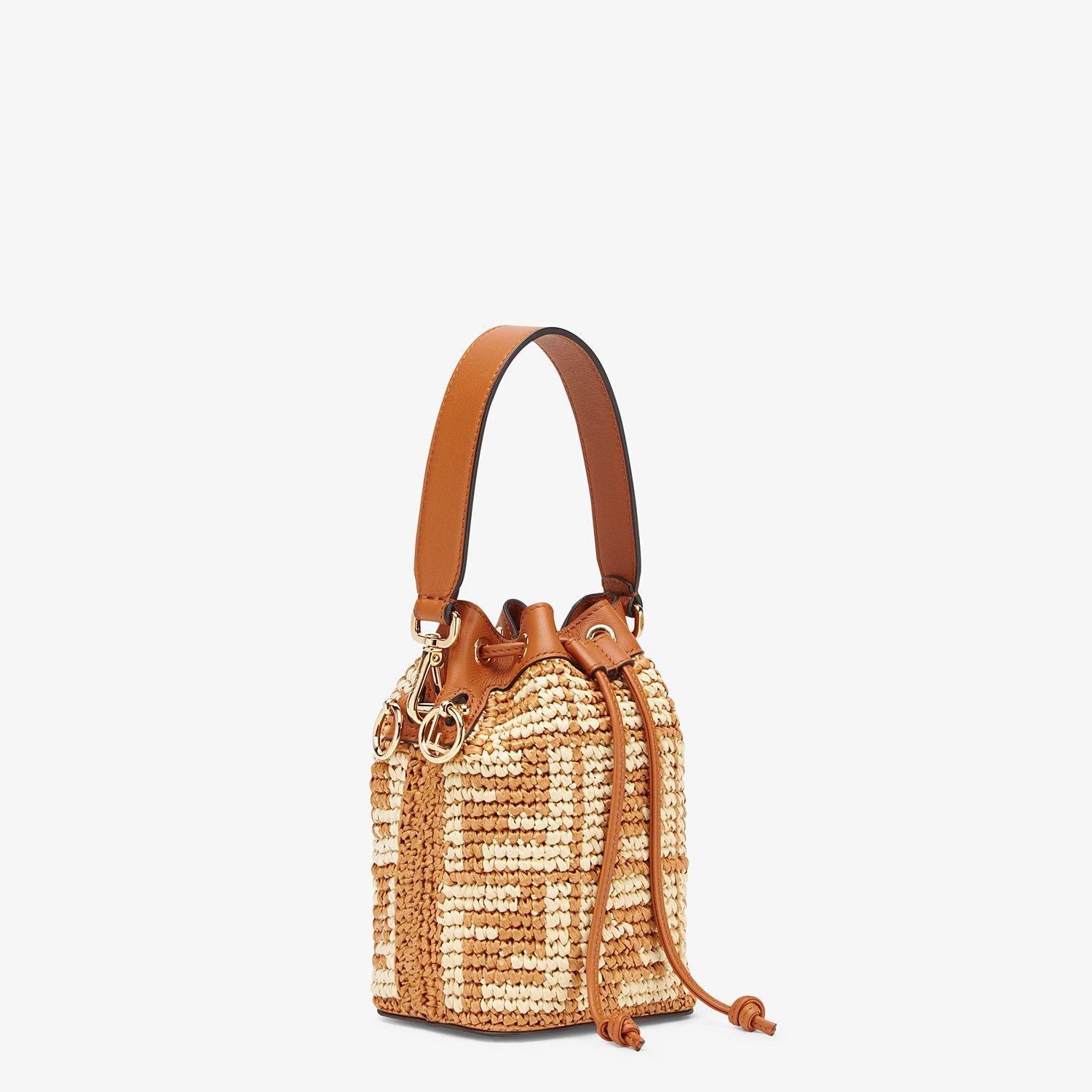 FENDI Brown raffia mini-bag | REVERSIBLE