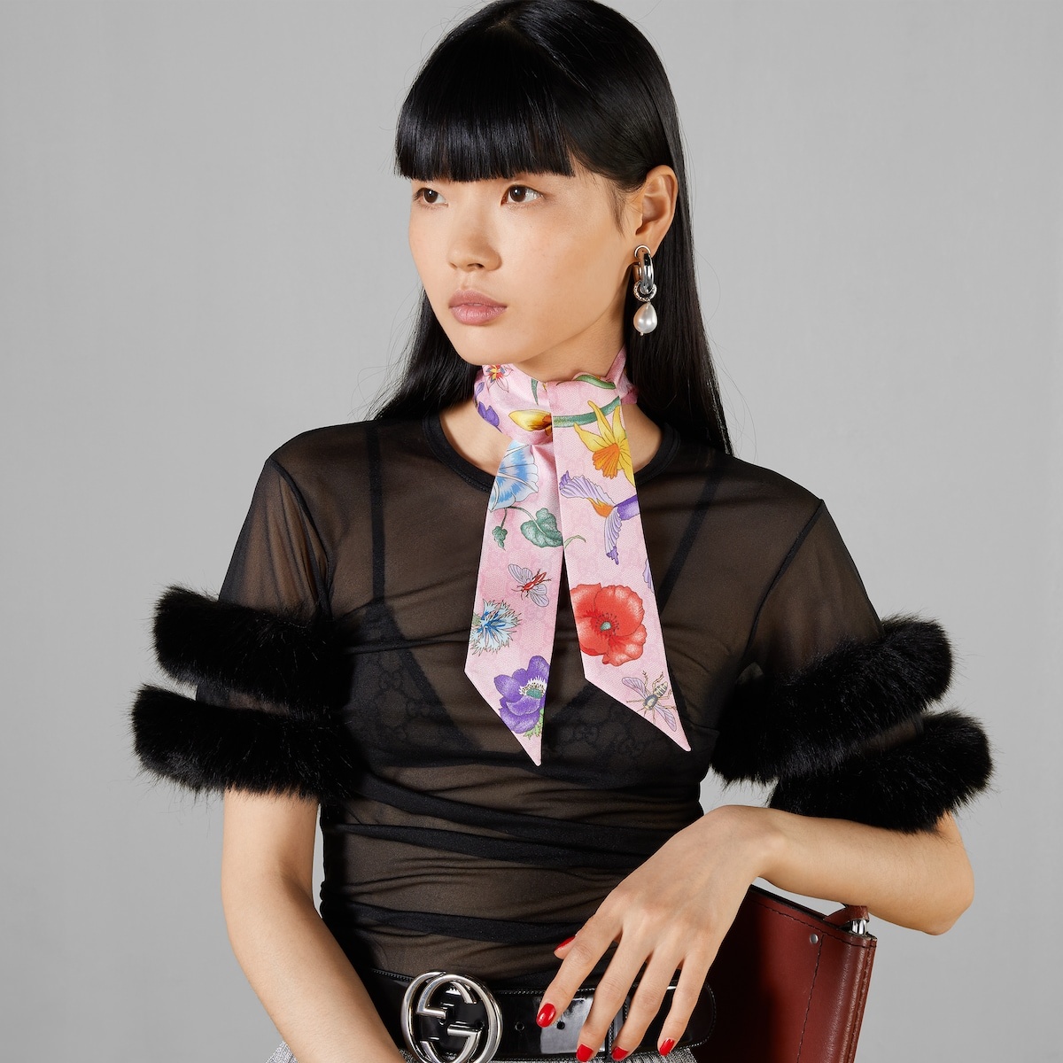 GUCCI Flora print silk twill neck bow | REVERSIBLE