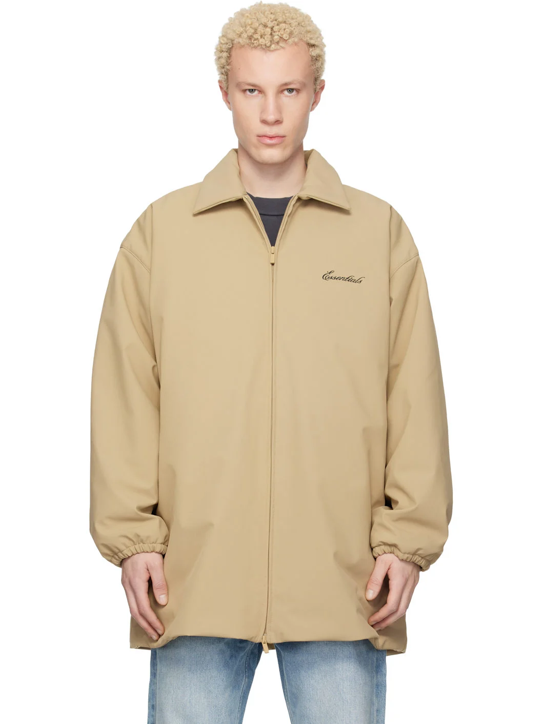 ESSENTIALS Beige Signature Filled Barn Jacket - 202SP264112F | REVERSIBLE