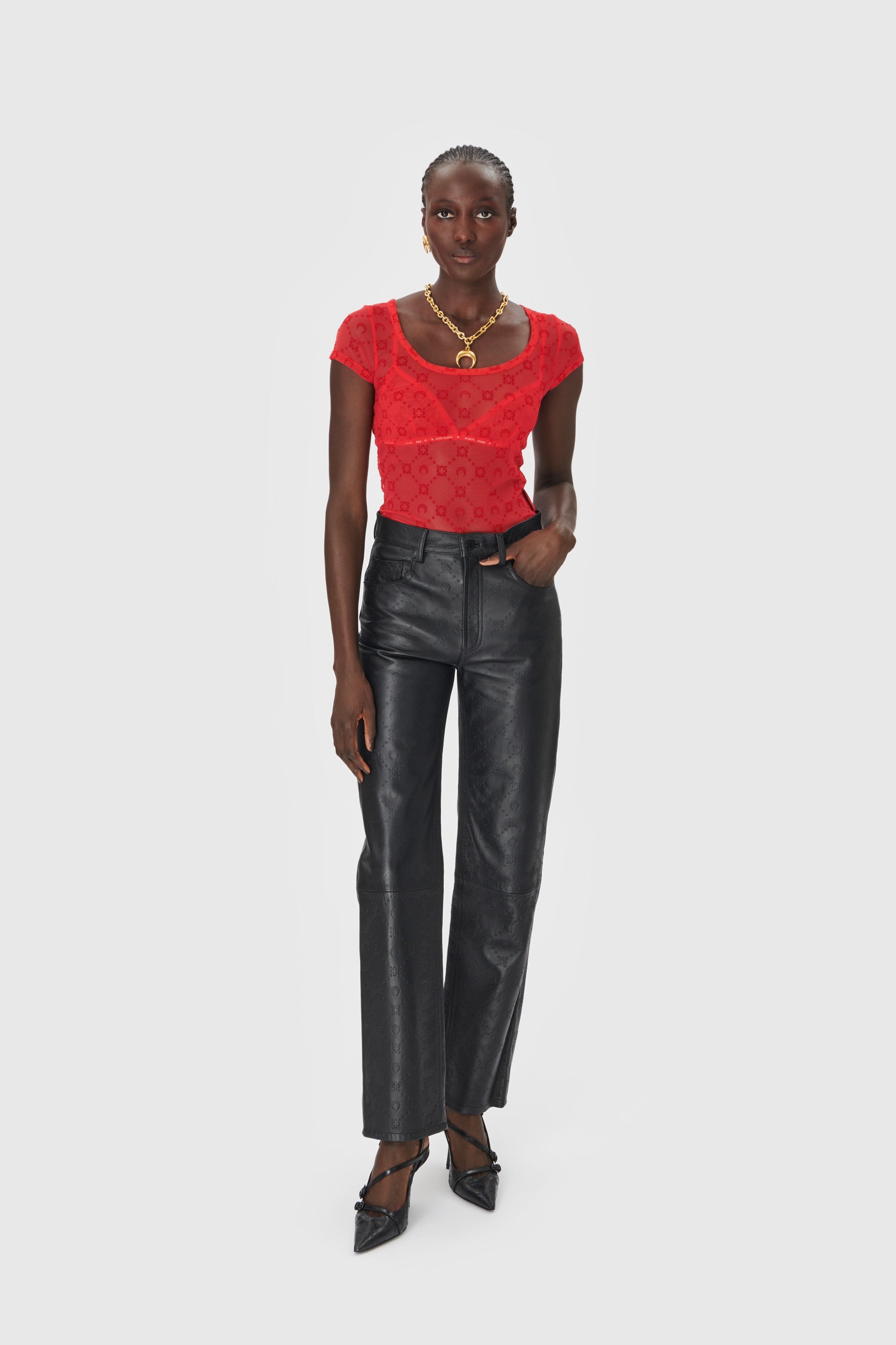 Marine Serre Moonogram Mesh Flock Fitted Top | REVERSIBLE