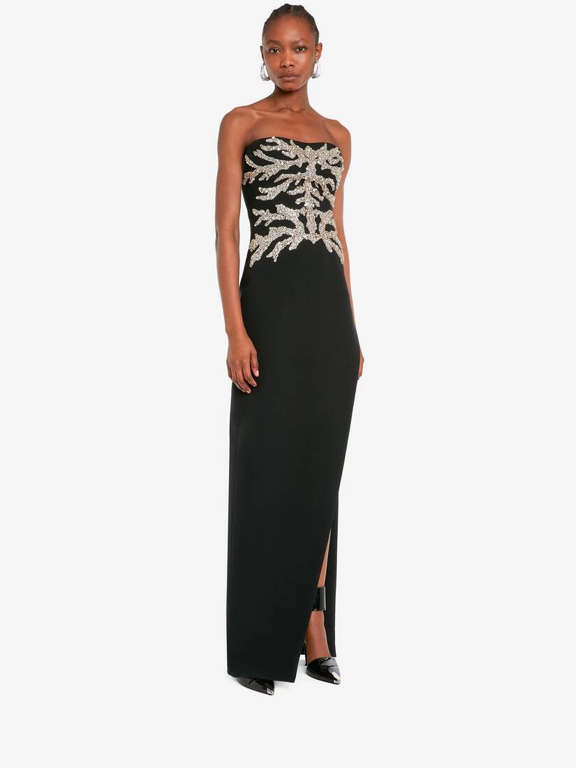 Alexander McQueen Women's Mycelium Embroidery Evening Dress in Black ...