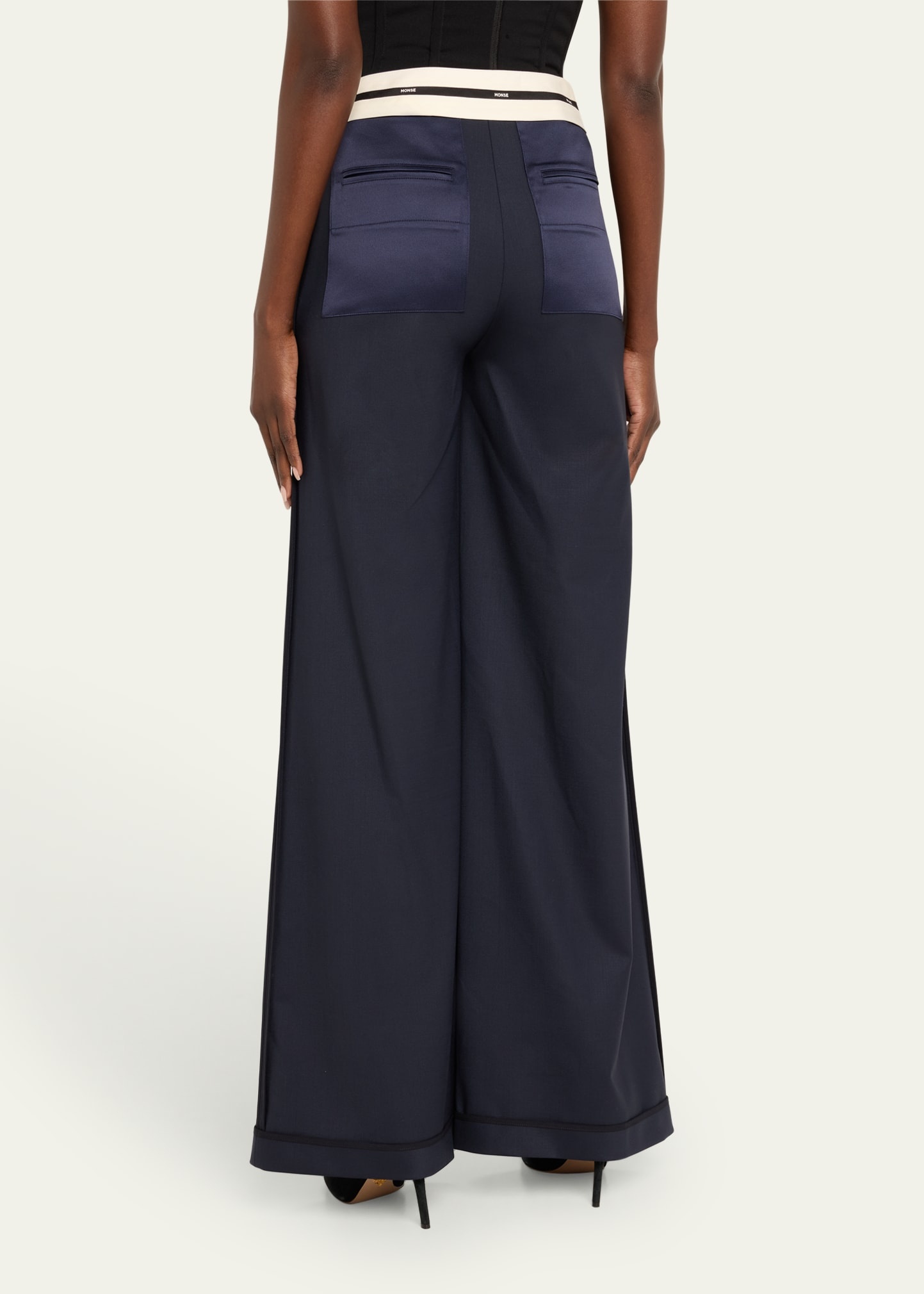 Monse Inside Out Tailored Wide Leg Wool Trousers | REVERSIBLE