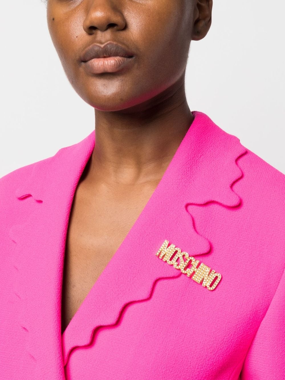 Moschino crystal embellished logo brooch REVERSIBLE